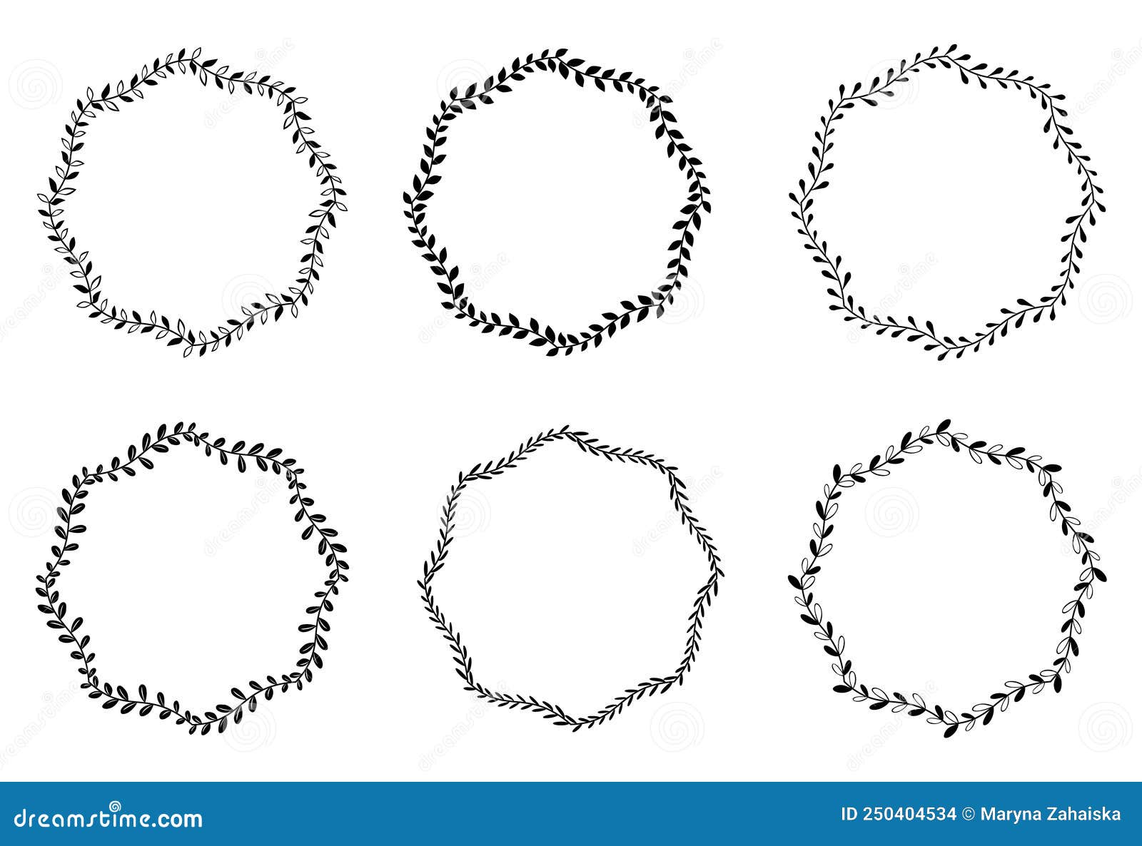 Round Borders Made of Leaves. Stock Vector - Illustration of decoration ...