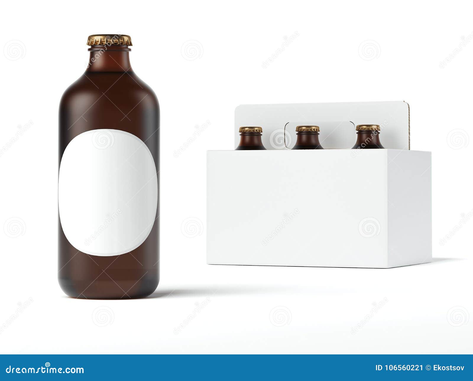 Round Bottle with Blank Label. 3d Rendering Stock Illustration ...