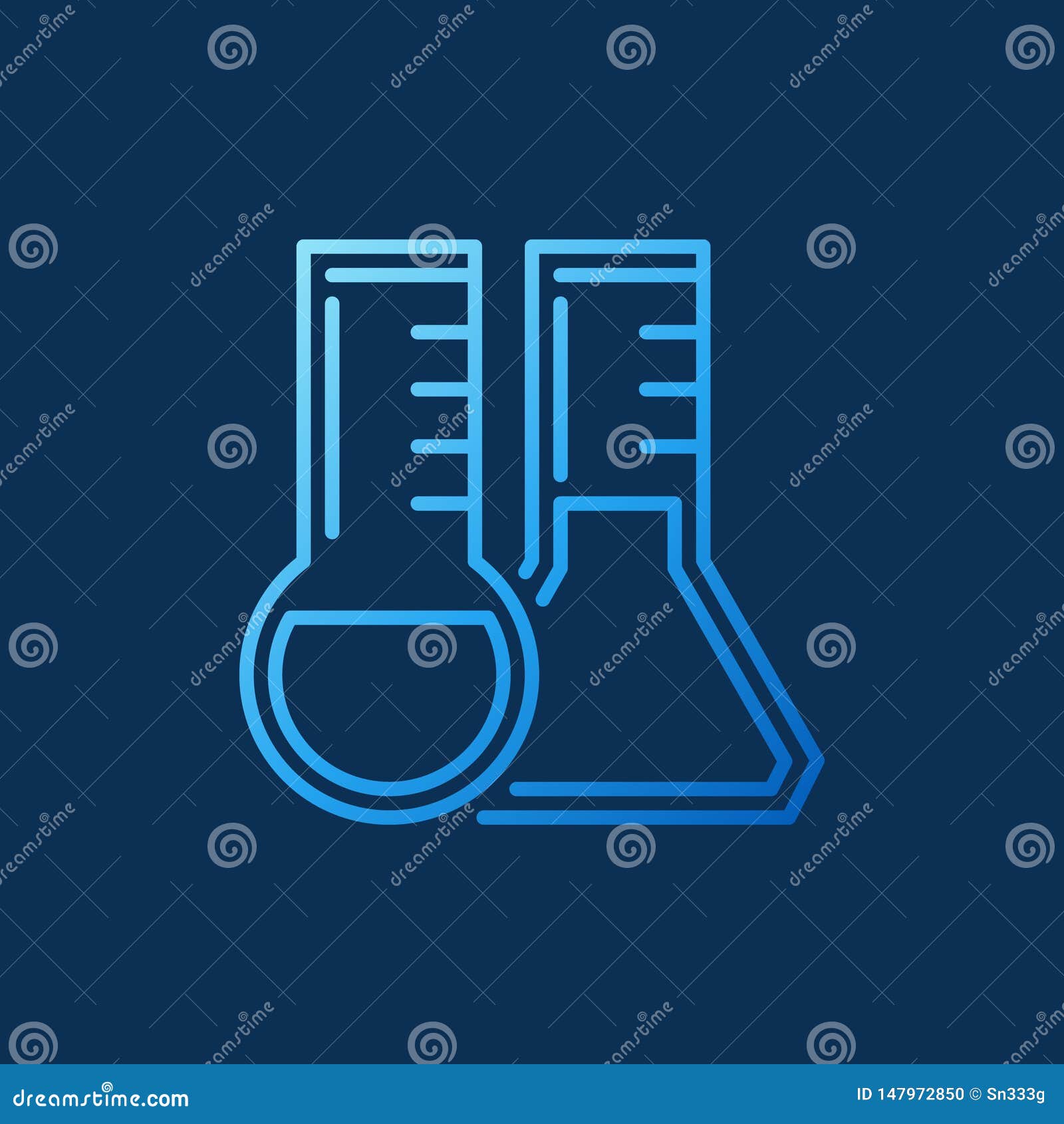 Round-bottom and Conical Flask Outline Blue Vector Icon Stock Vector ...
