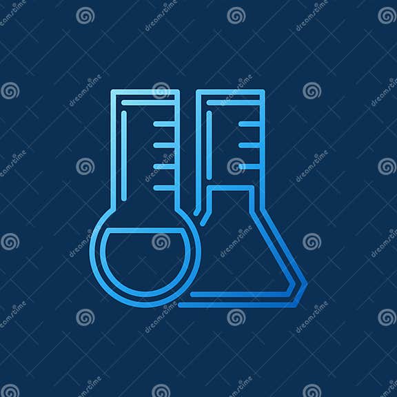 Round-bottom and Conical Flask Outline Blue Vector Icon Stock Vector ...