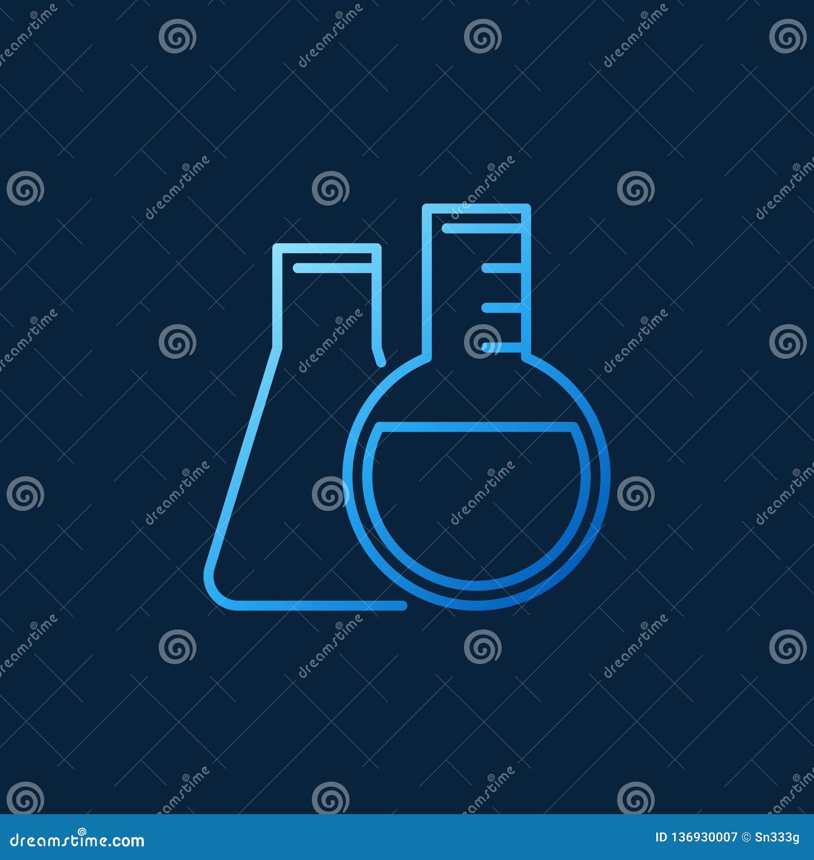 Round-bottom and Conical Flask Vector Line Blue Concept Icon Stock ...