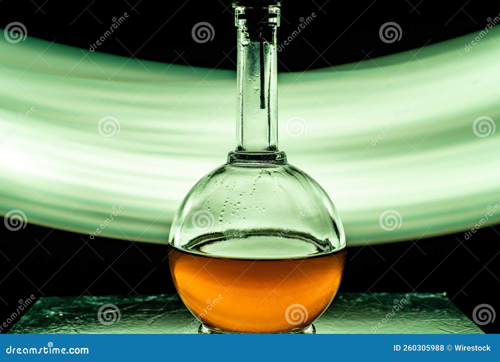Round Bottom Flask with a Golden Colored Liquid in it Stock Photo ...