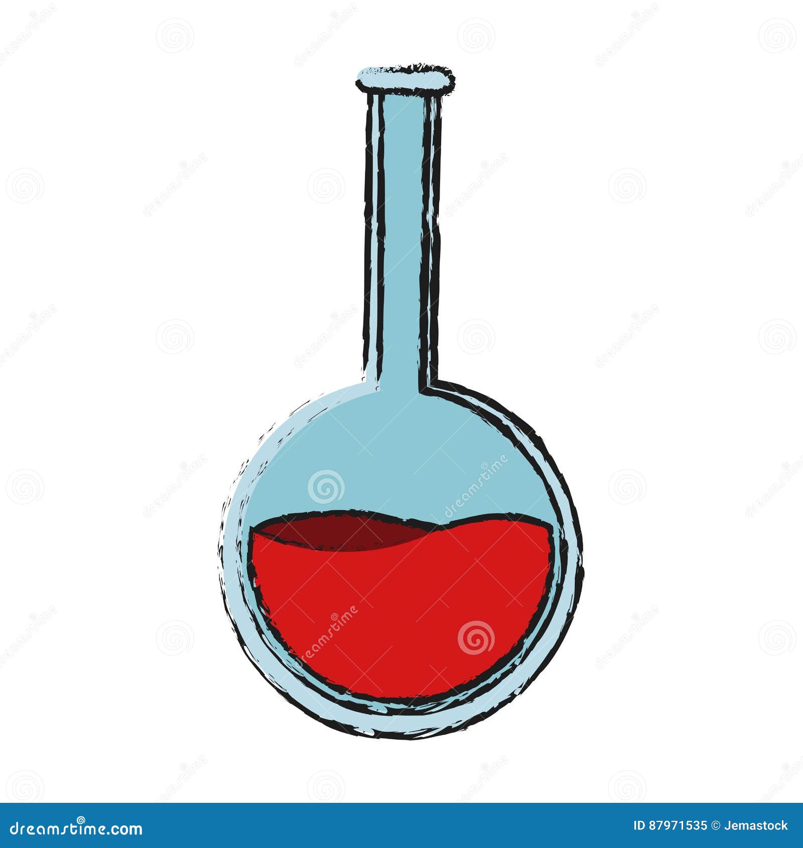 Round Bottom Flask with Red Liquid Icon Image Stock Illustration ...