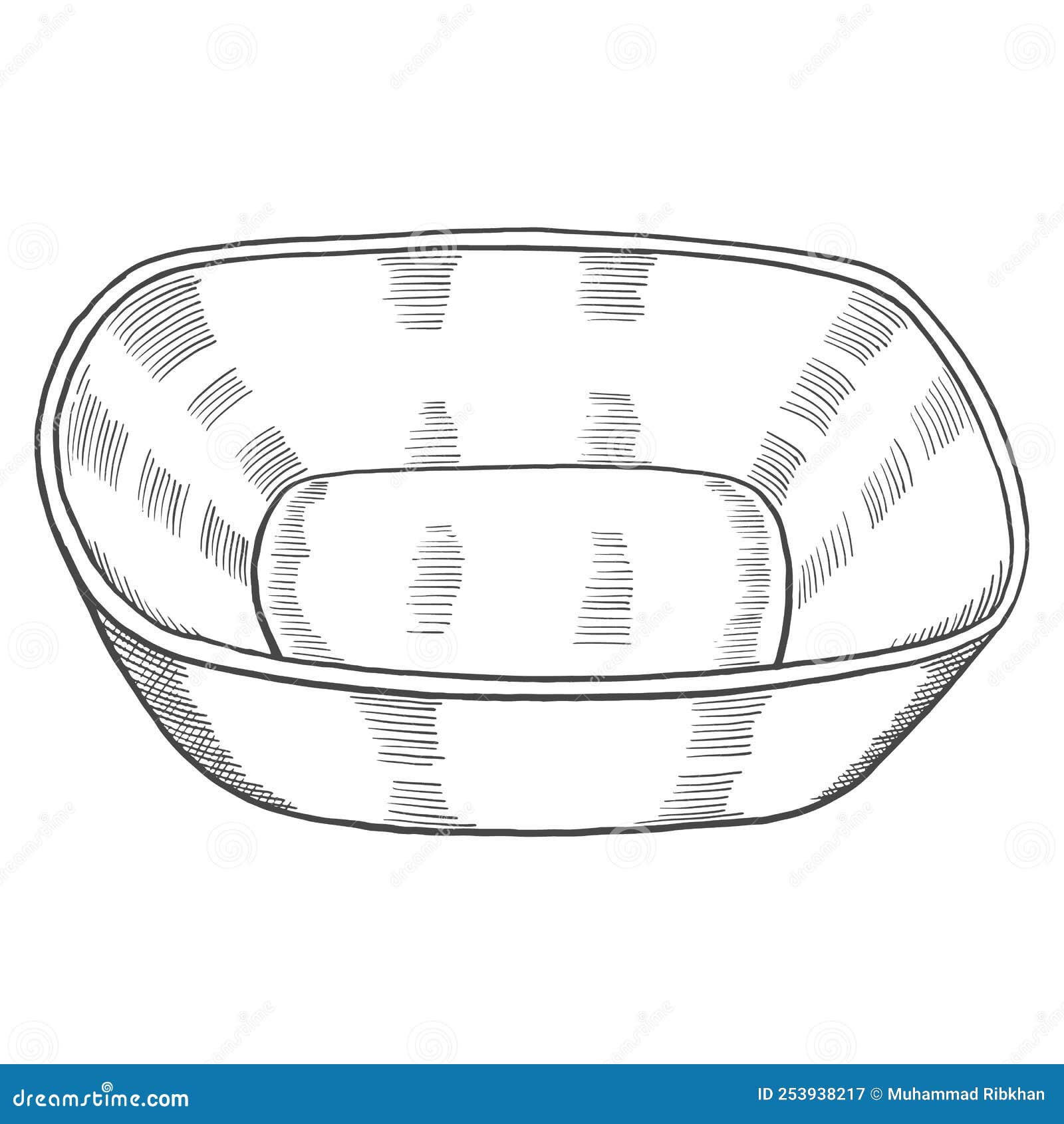 Round Bowl Kitchenware Isolated Doodle Hand Drawn Sketch with Outline ...