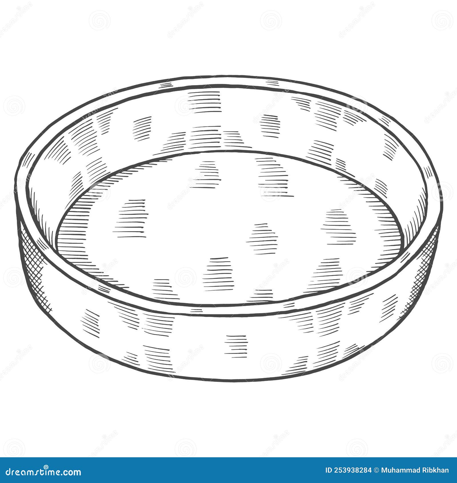 Round Bowl Kitchenware Isolated Doodle Hand Drawn Sketch with Outline ...