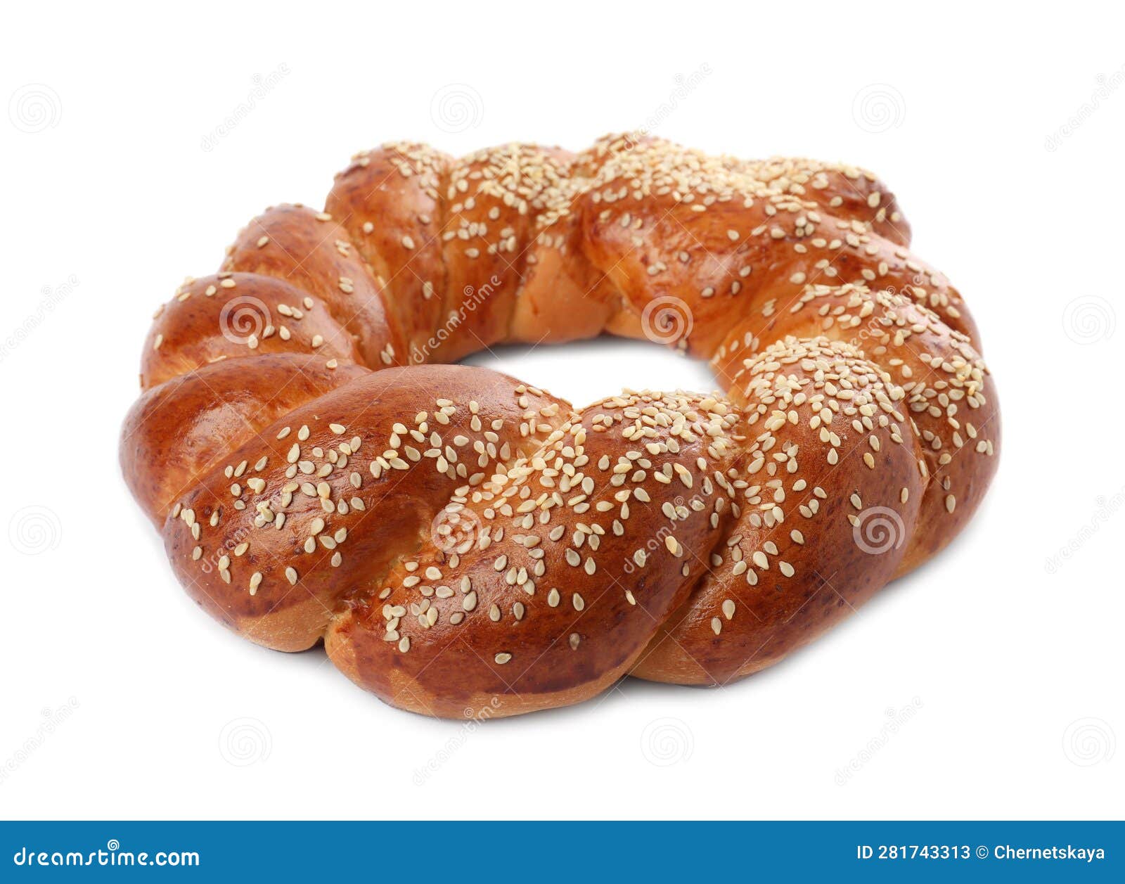 Round Braided Bread Isolated on White. Fresh Pastry Stock Image - Image ...