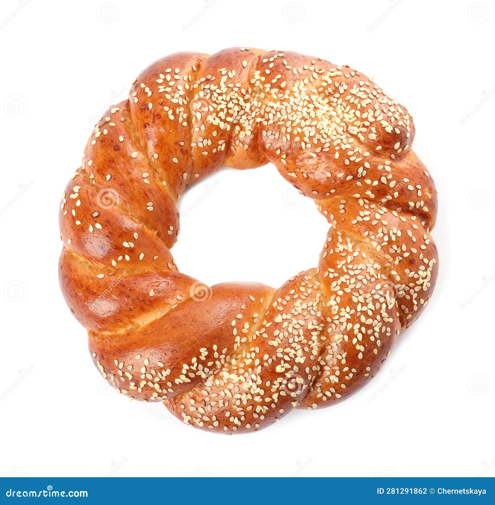 Round Braided Bread on White, Top View. Fresh Pastry Stock Photo ...