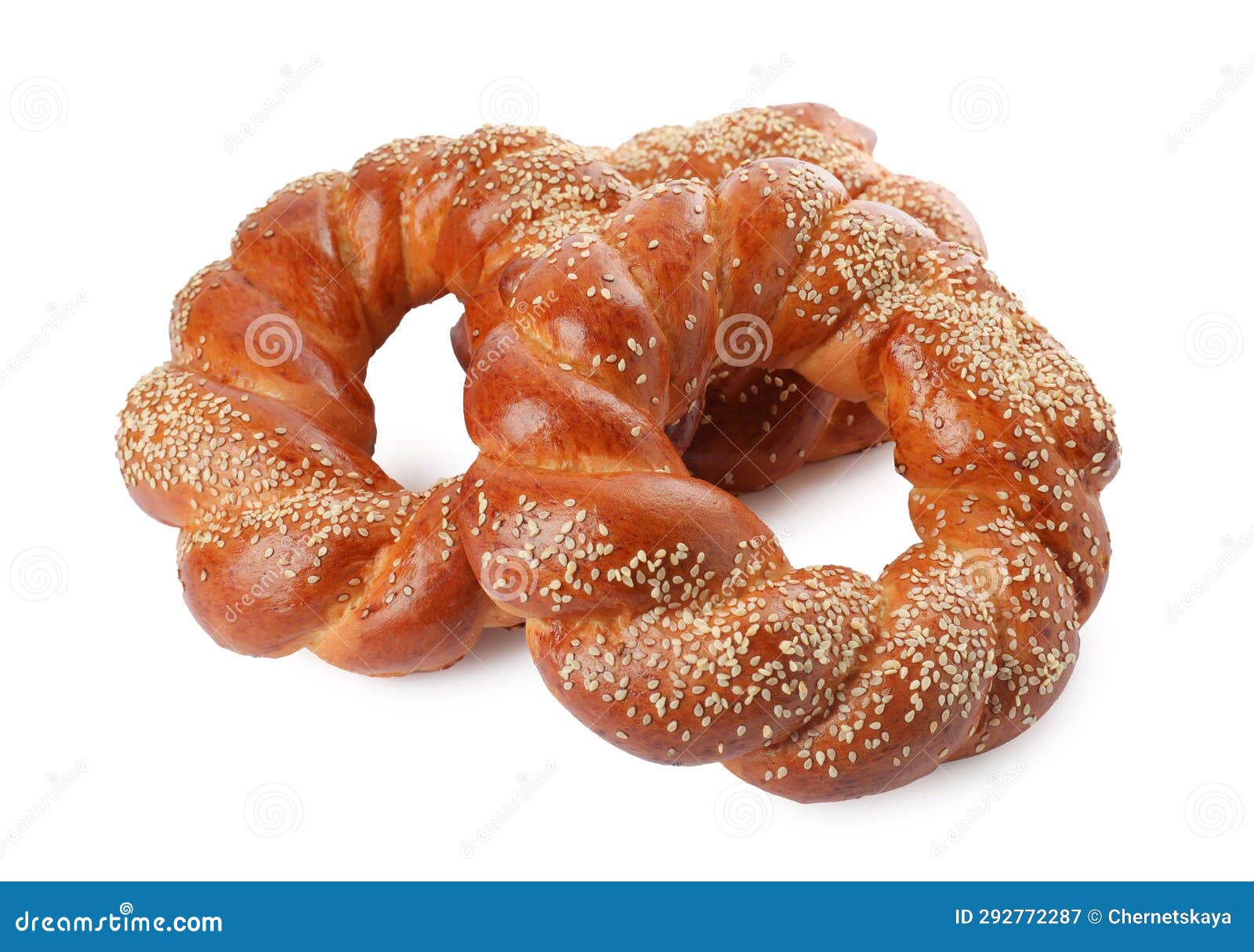 Round Braided Breads Isolated on White. Fresh Pastries Stock Image ...