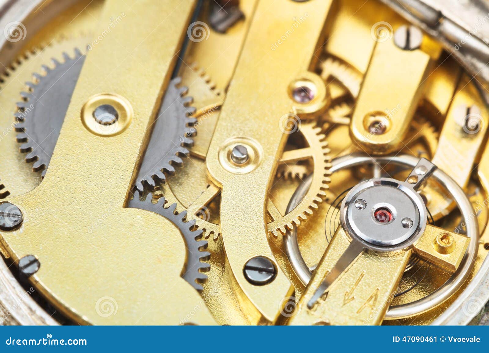 Round Brass Clockwork of Vintage Pocket Watch Stock Image - Image of ...