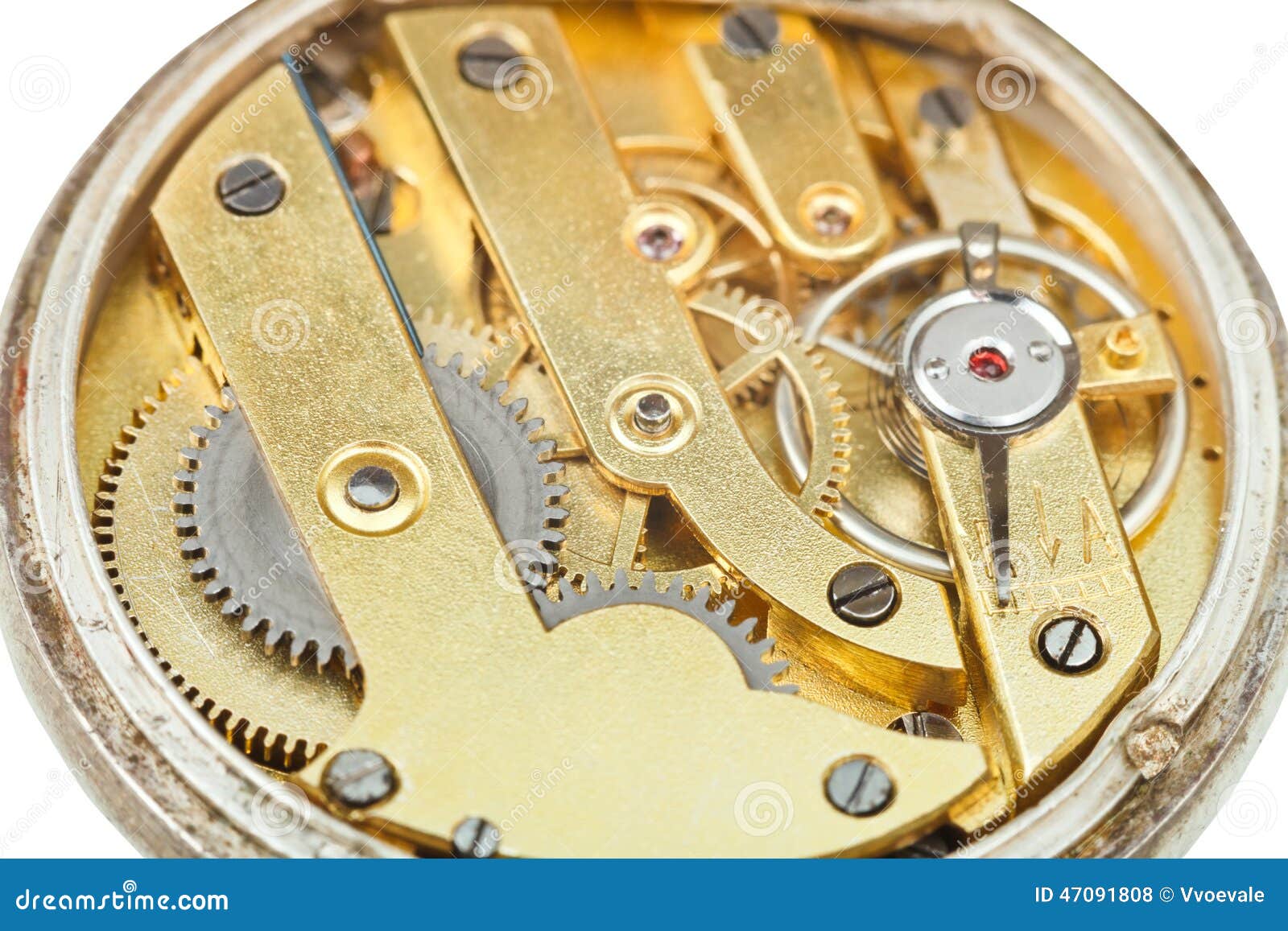 Round Brass Movement of Retro Pocket Watch Stock Photo - Image of ...