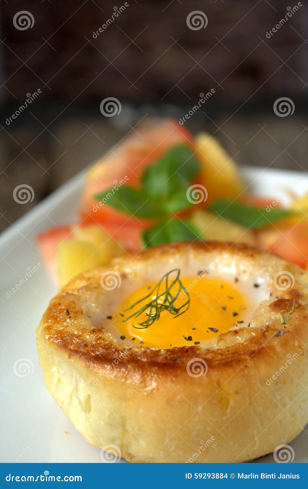 Round Bread Bun with Egg Inside Bun Stock Photo - Image of fried ...