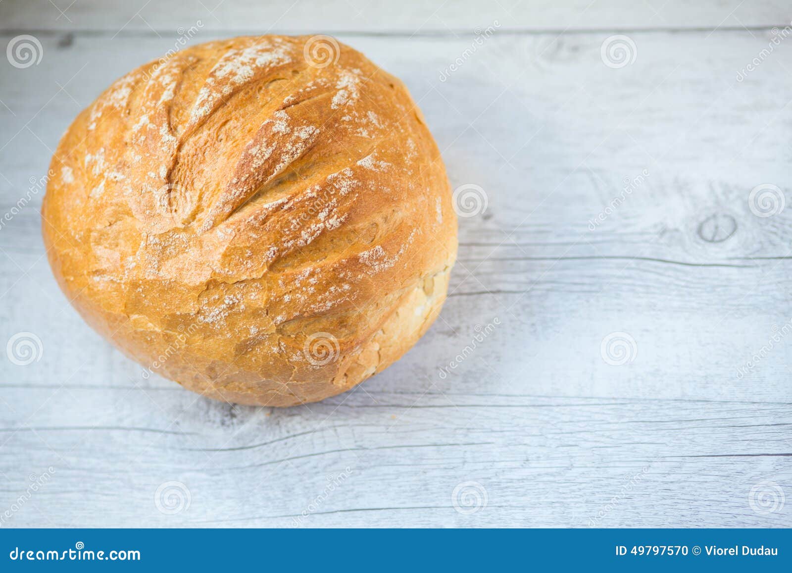 Round bread stock photo. Image of space, flour, bakery - 49797570