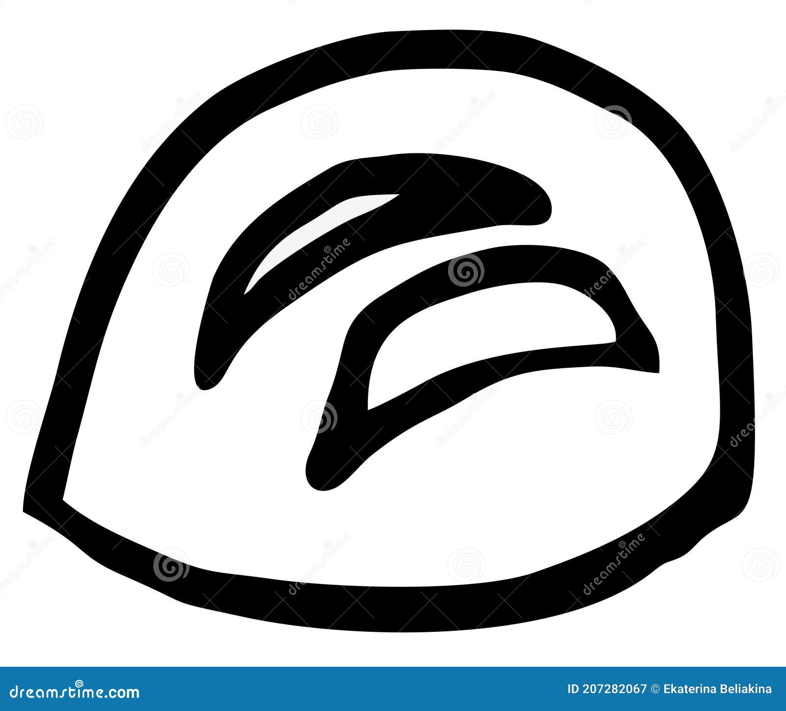 Round Bread Icon, Food Painted in Black and White on a White Background ...