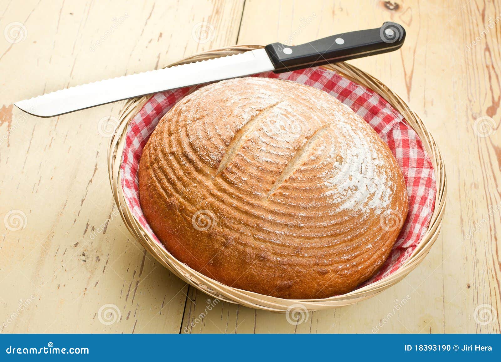 Round Bread on Kitchen Table Stock Photo - Image of eating, fresh: 18393190