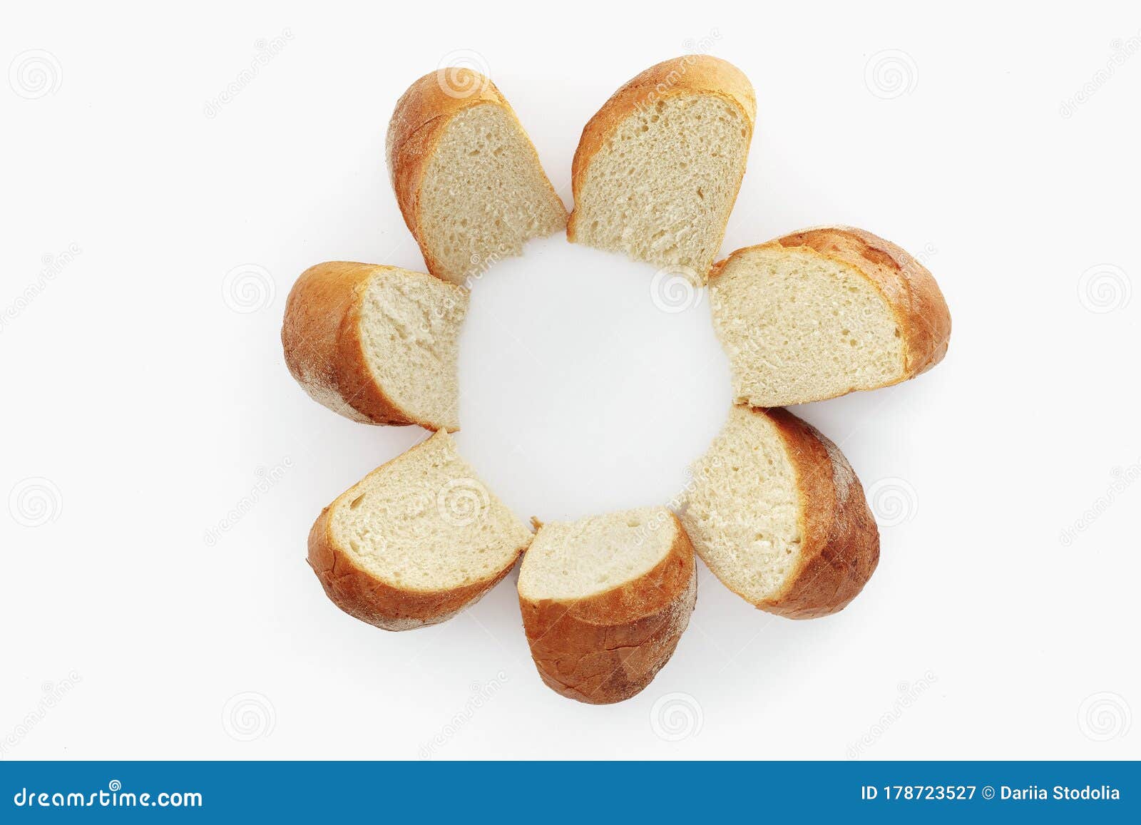 Round Bread Sliced on a White Background. Isolated Stock Image - Image ...