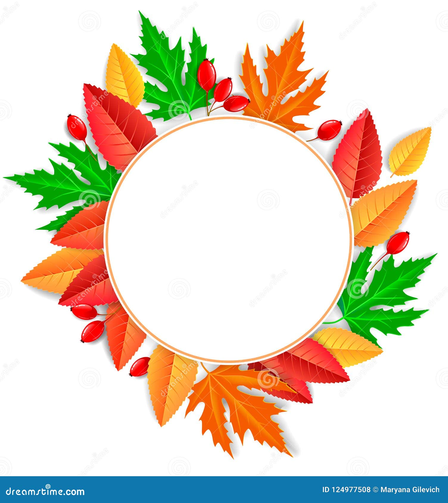 Round Frame of Autumn Leaves Stock Vector - Illustration of paper ...