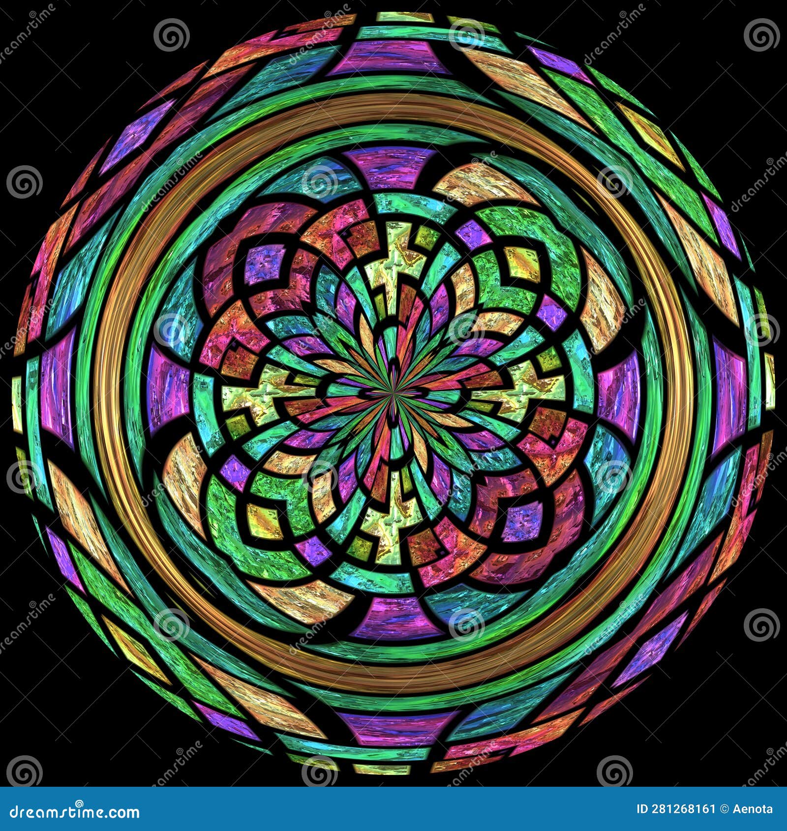 Round Bright Stained Glass Pattern Stock Illustration - Illustration of ...
