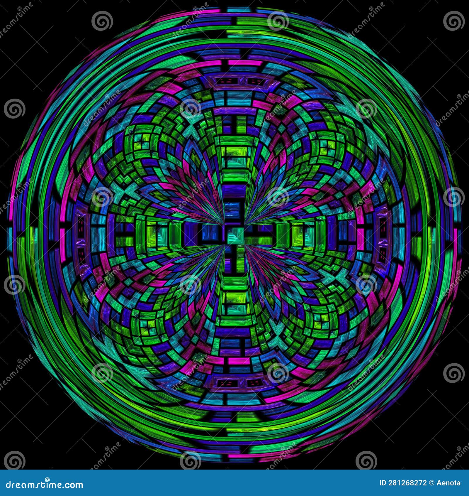 Round Bright Stained Glass Pattern Stock Illustration - Illustration of ...