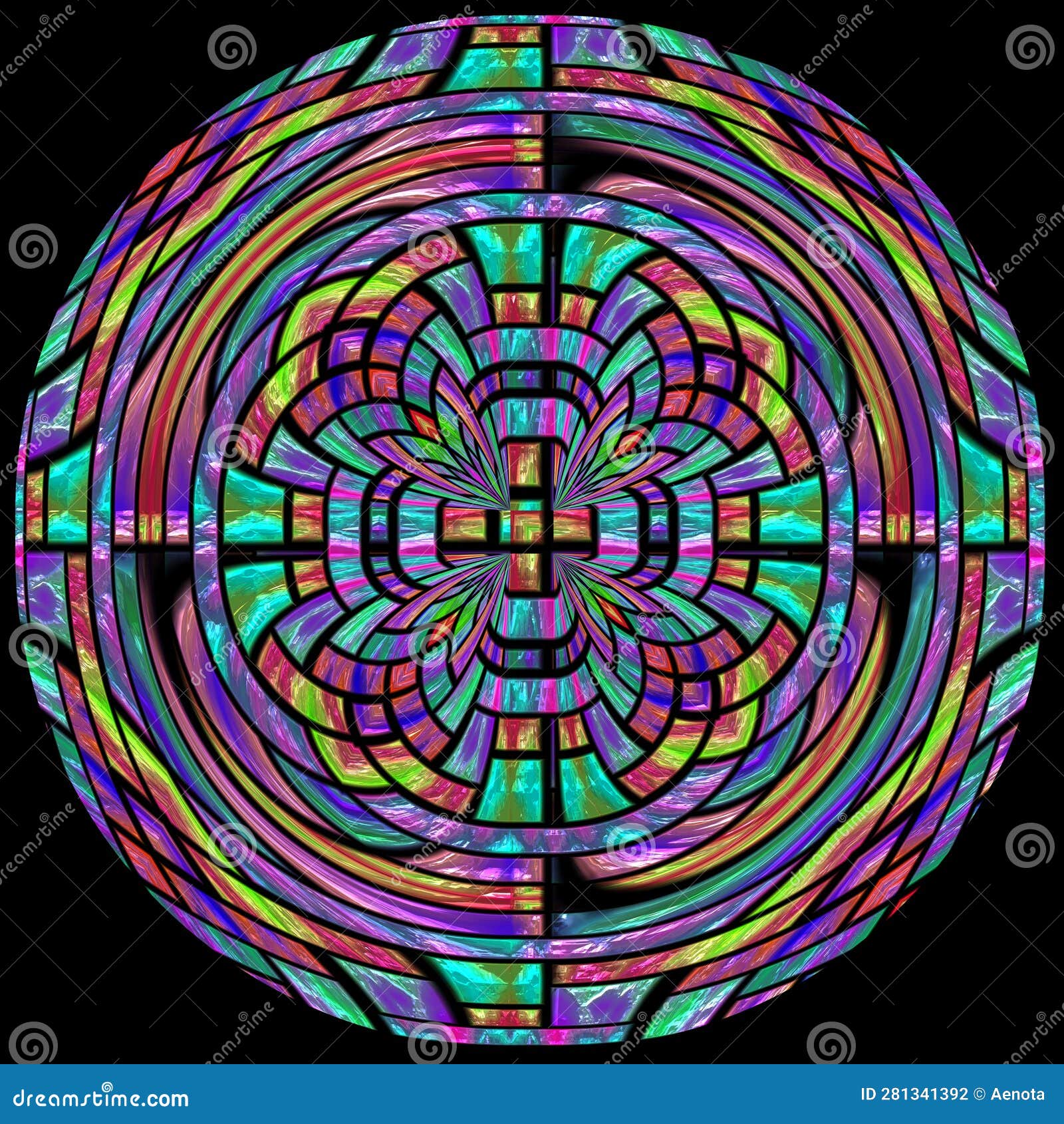 Round Bright Stained Glass Pattern Stock Illustration - Illustration of ...
