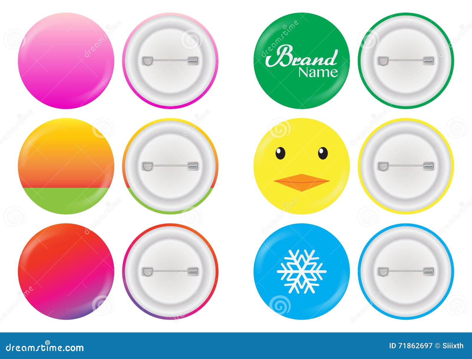 Round Brooch Pin Front and Backs Stock Vector - Illustration of round ...