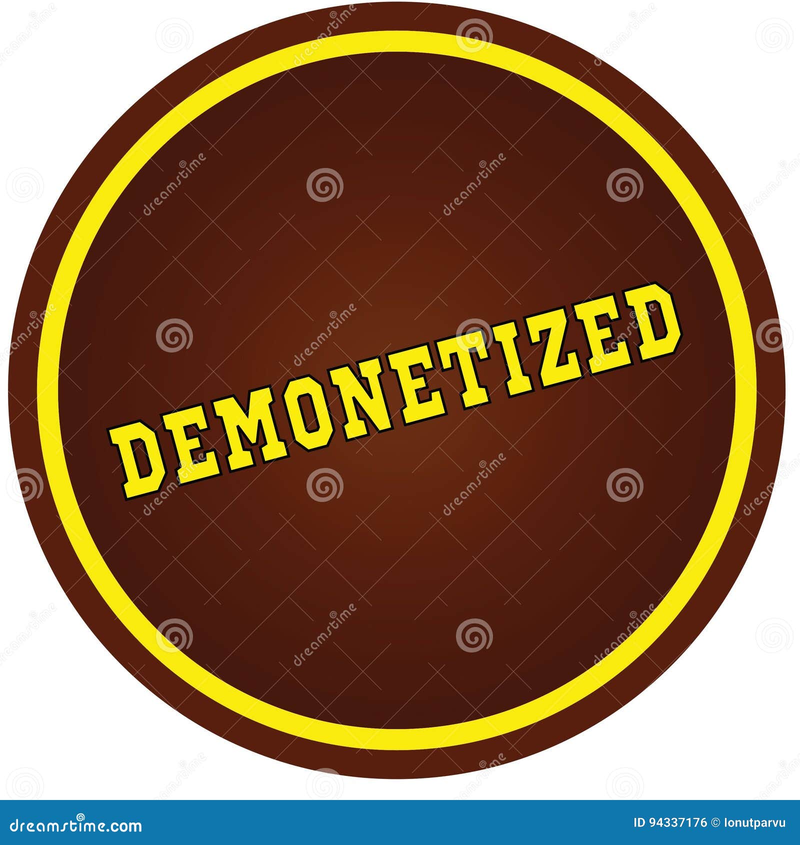 Round, Brown and Yellow, DEMONETIZED Stamp on White Background. Stock ...