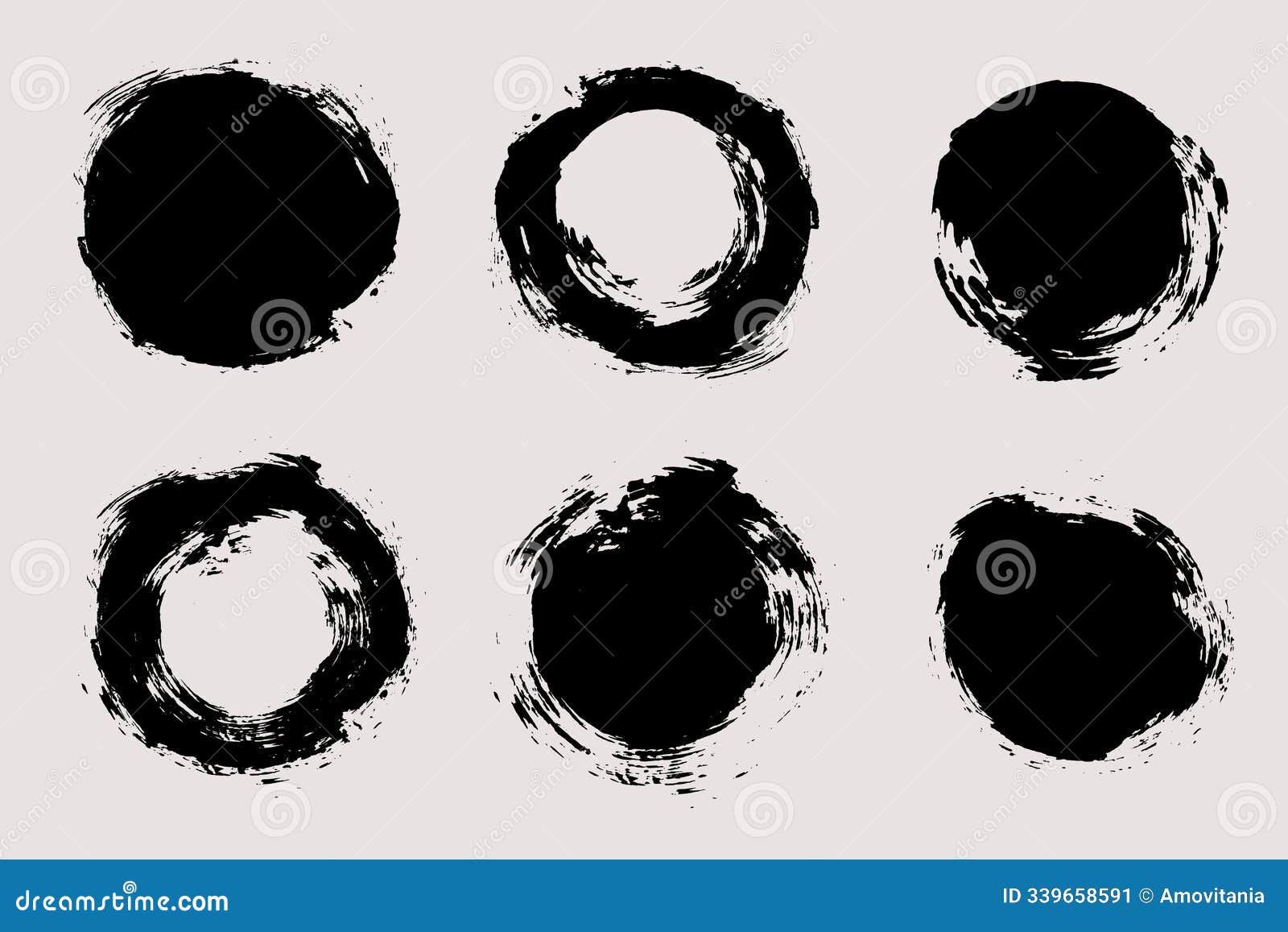 Round Brush Strokes Vector. Circle Text Boxes Stock Illustration ...