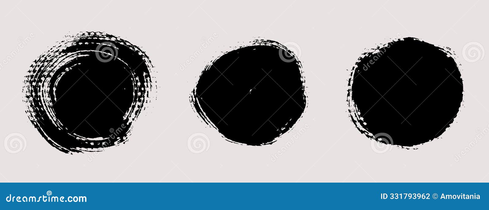 Round Brush Strokes Vector. Circle Text Boxes Stock Illustration ...