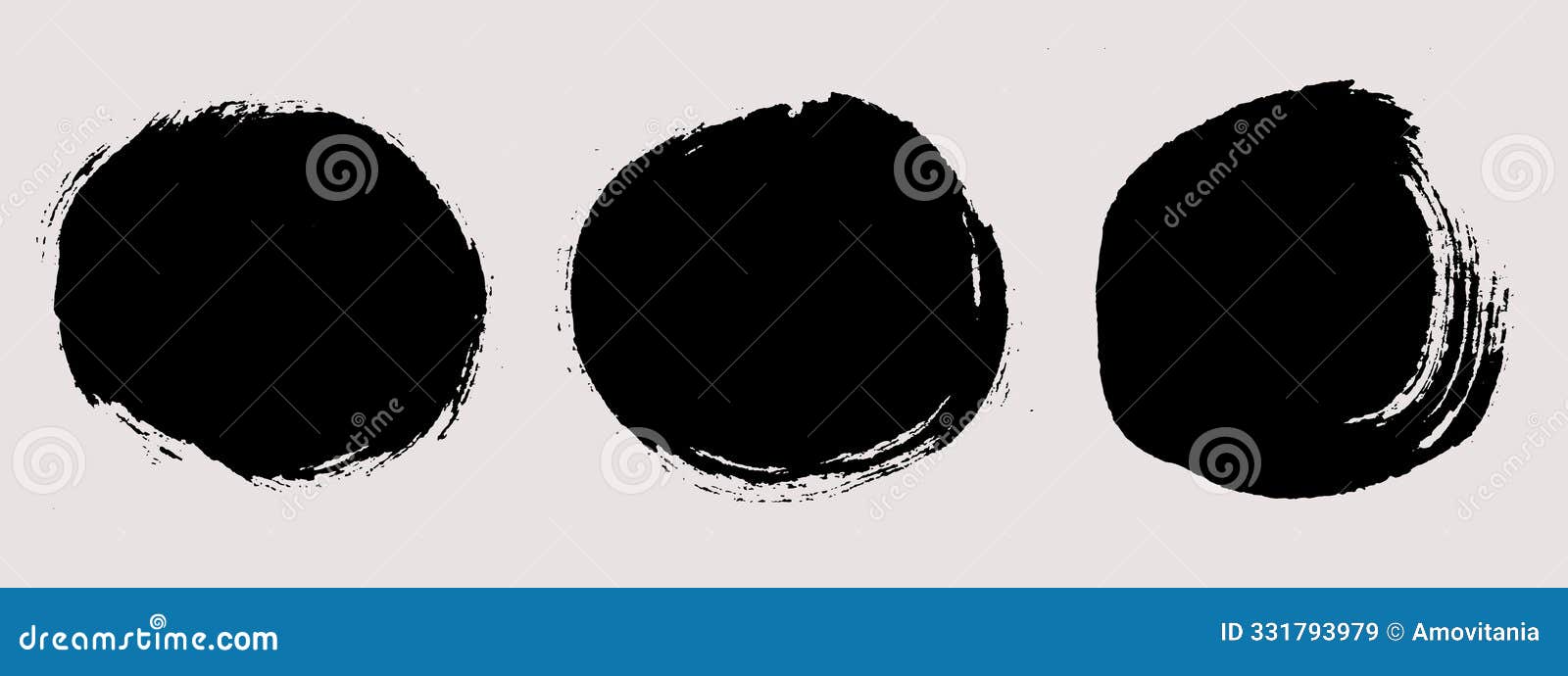 Round Brush Strokes Vector. Circle Text Boxes Stock Illustration ...