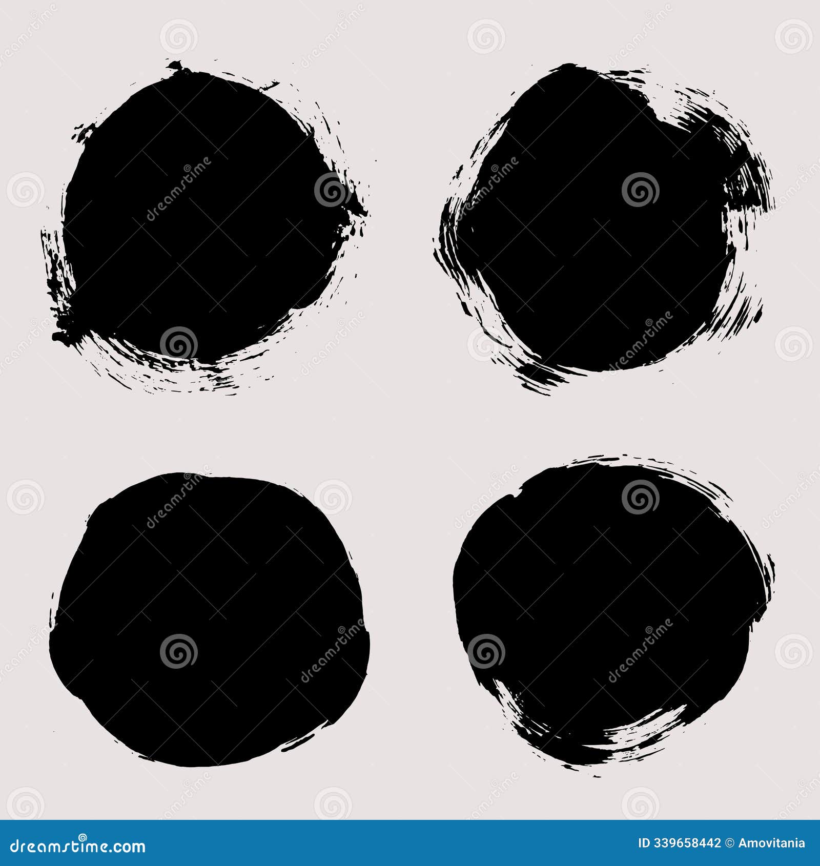 Round Brush Strokes Vector. Circle Text Boxes Stock Illustration ...