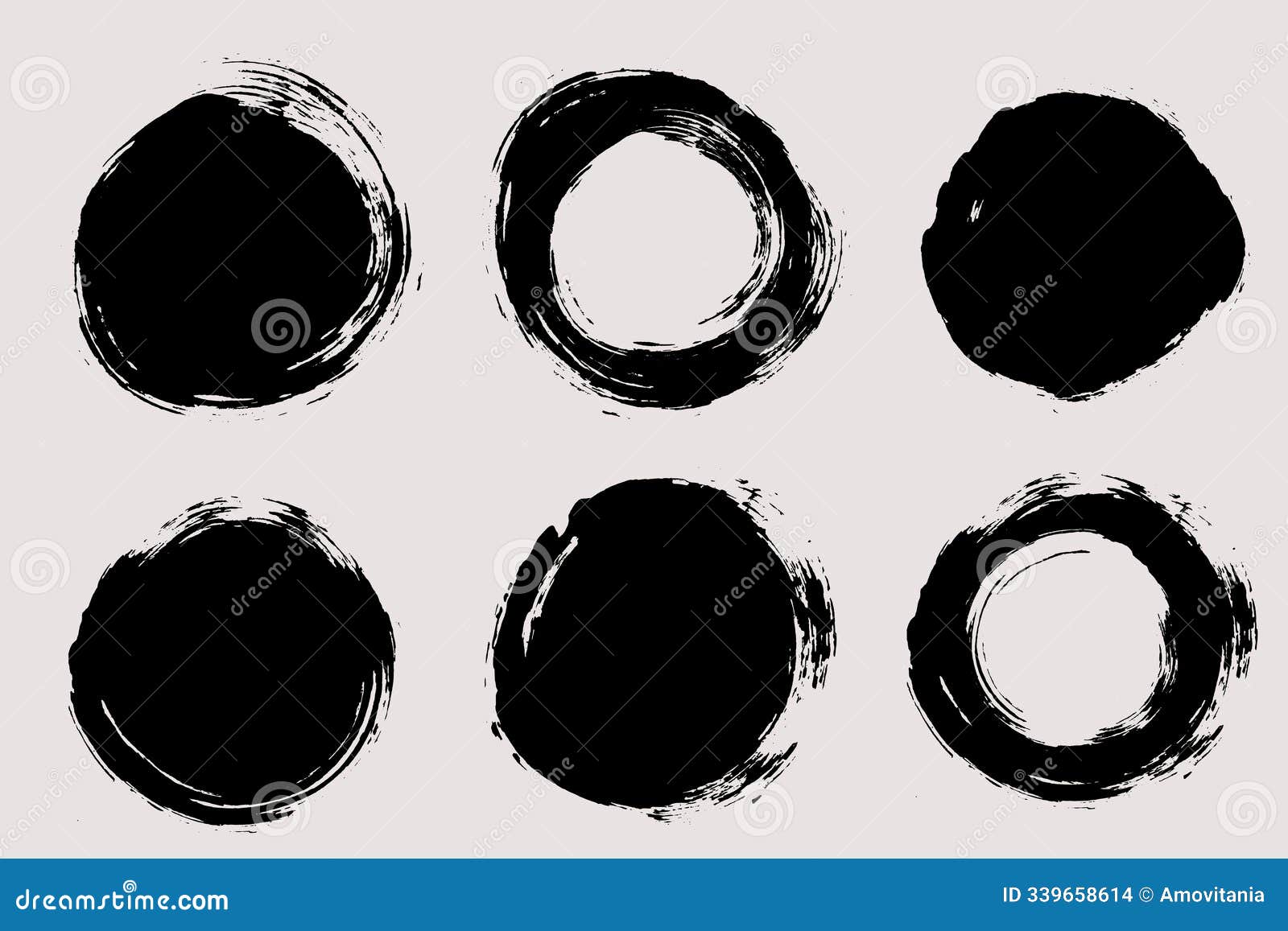 Round Brush Strokes Vector. Circle Text Boxes Stock Illustration ...