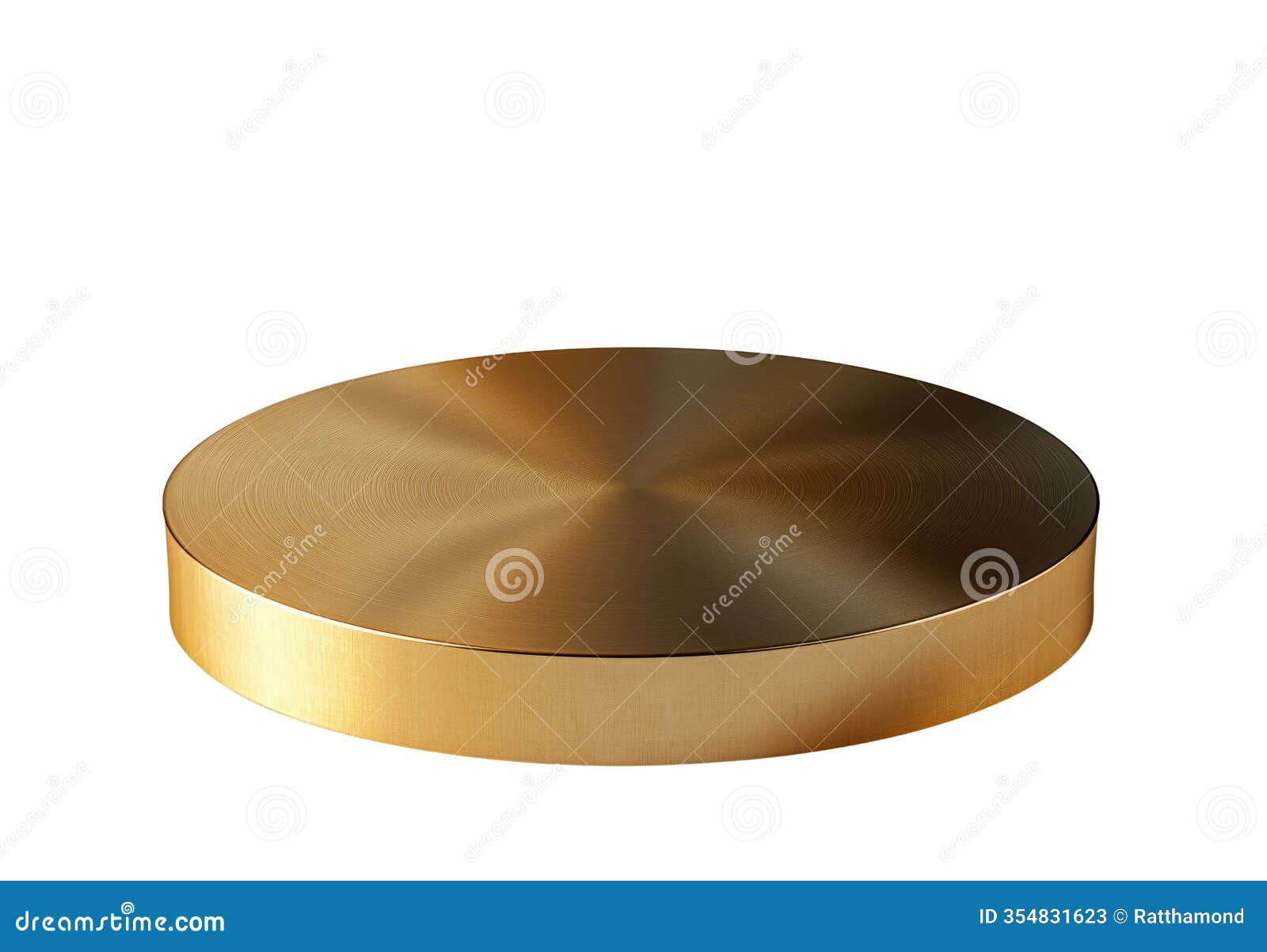 A Round, Brushed Gold Metallic Disc or Base is Isolated on a ...