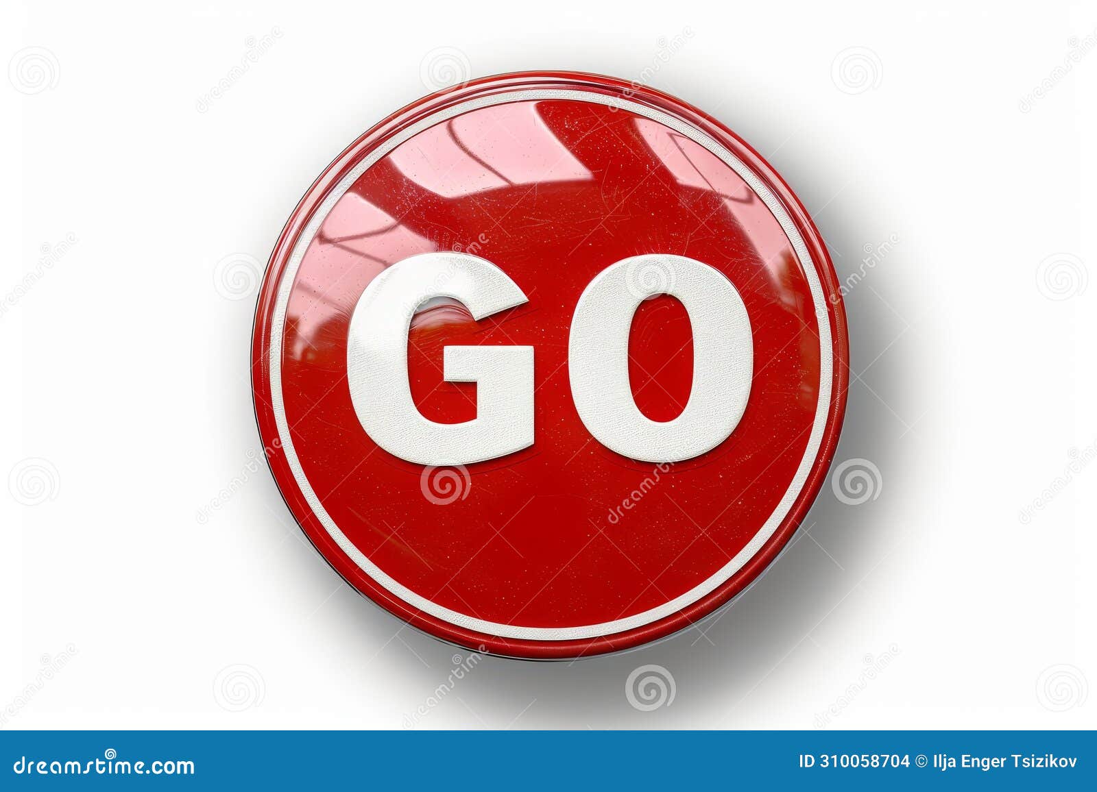 Round Button with Bold Go Text Isolated on Pure White Background for ...