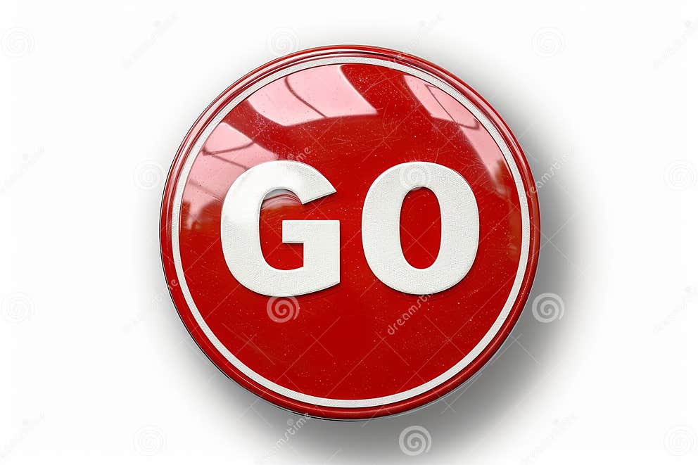 Round Button with Bold Go Text Isolated on Pure White Background for ...