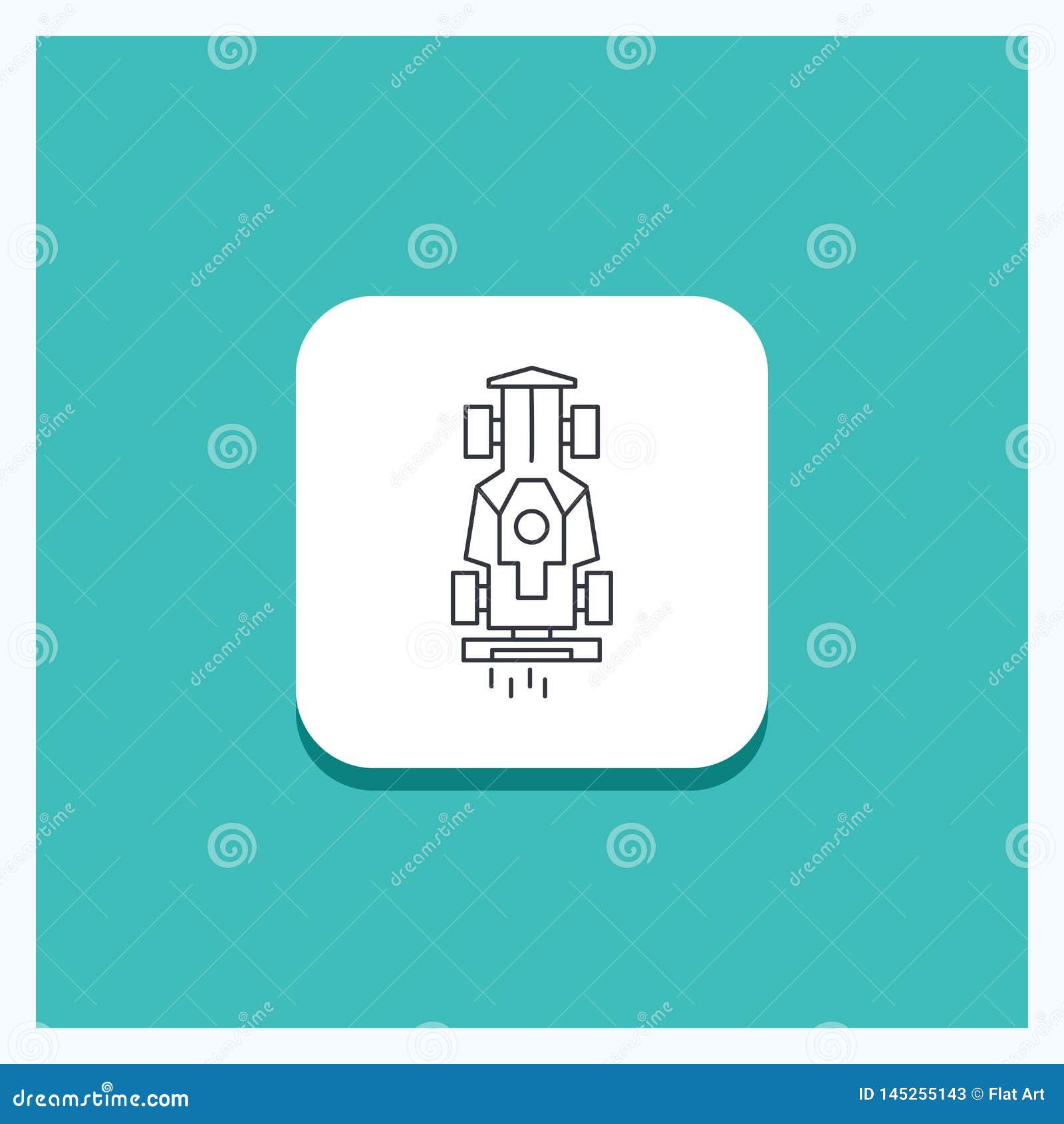 Round Button for Car, Formula, Game, Racing, Speed Line Icon Turquoise ...