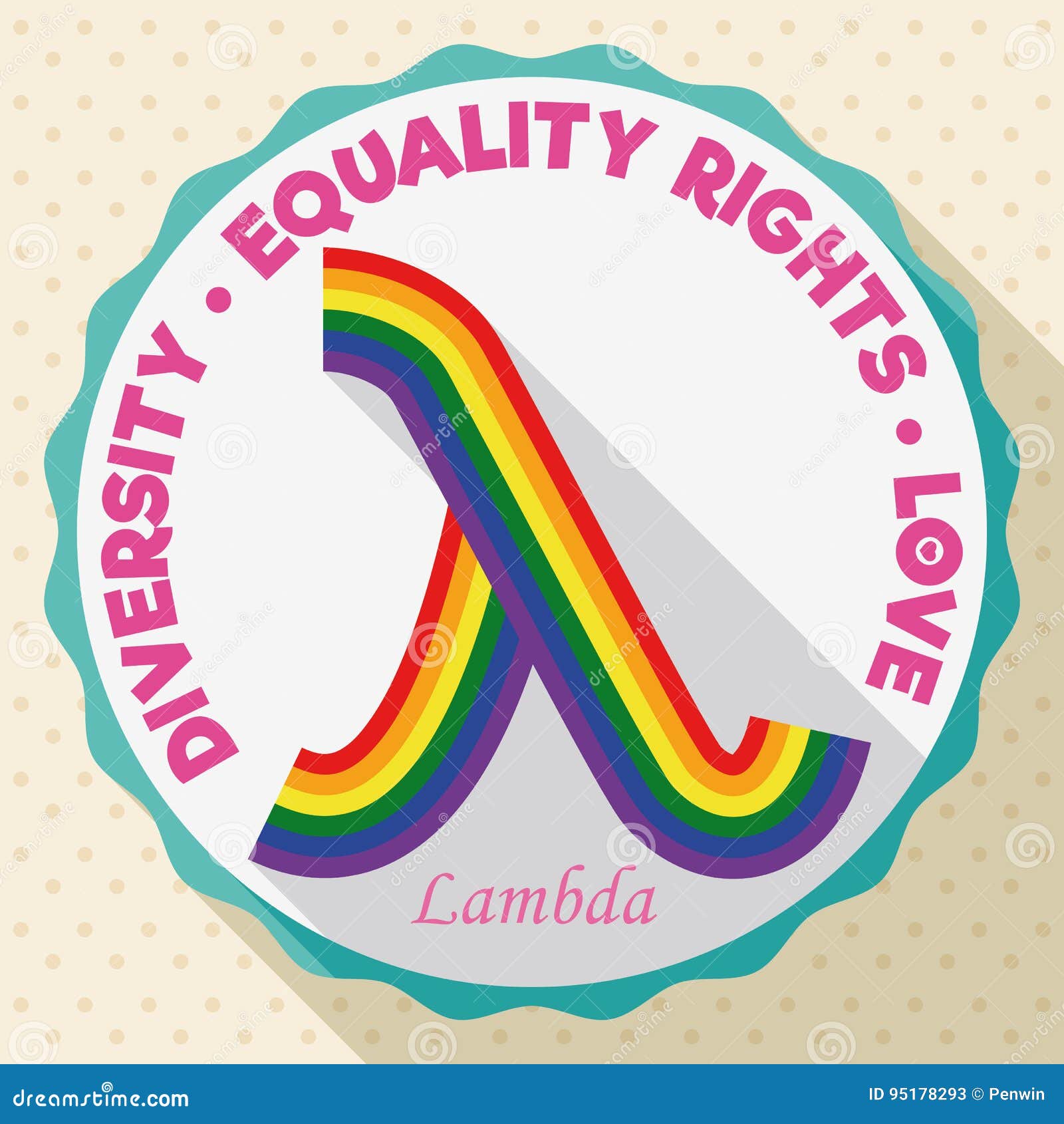 Lambda Symbol And Rainbow Flag For Gay Pride And Rights, Vector ...