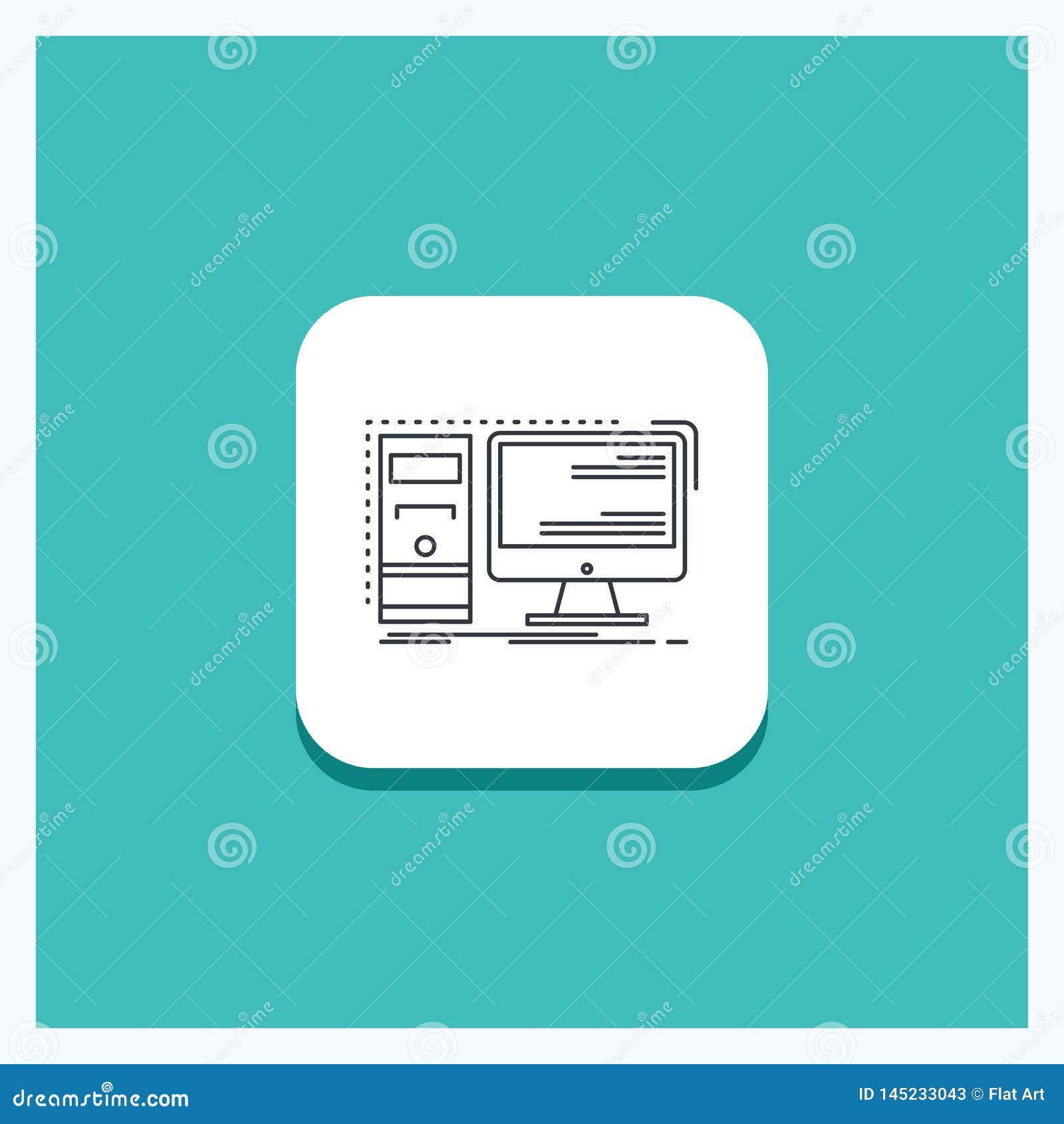 Round Button for Computer, Desktop, Hardware, Workstation, System Line ...