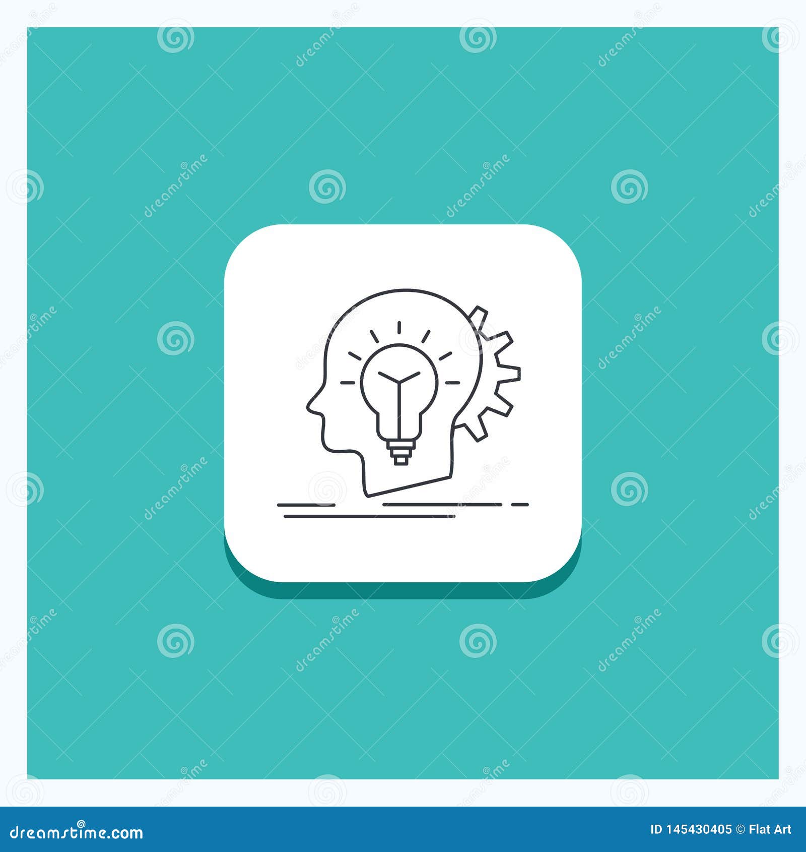 Round Button for Creative, Creativity, Head, Idea, Thinking Line Icon ...