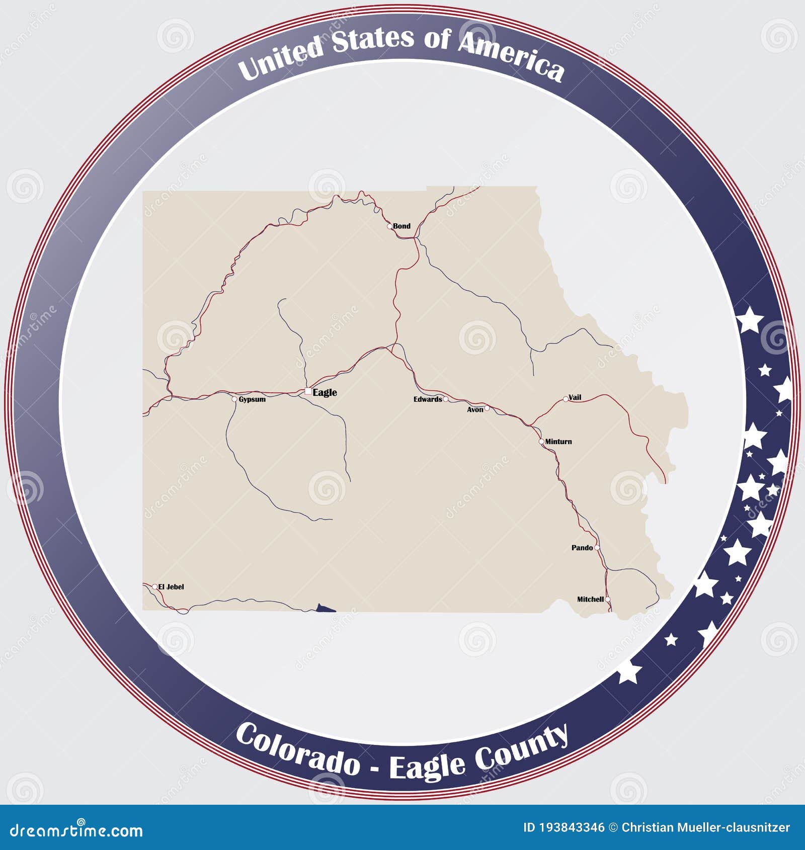 Map of Eagle County in Colorado Stock Vector - Illustration of colored ...