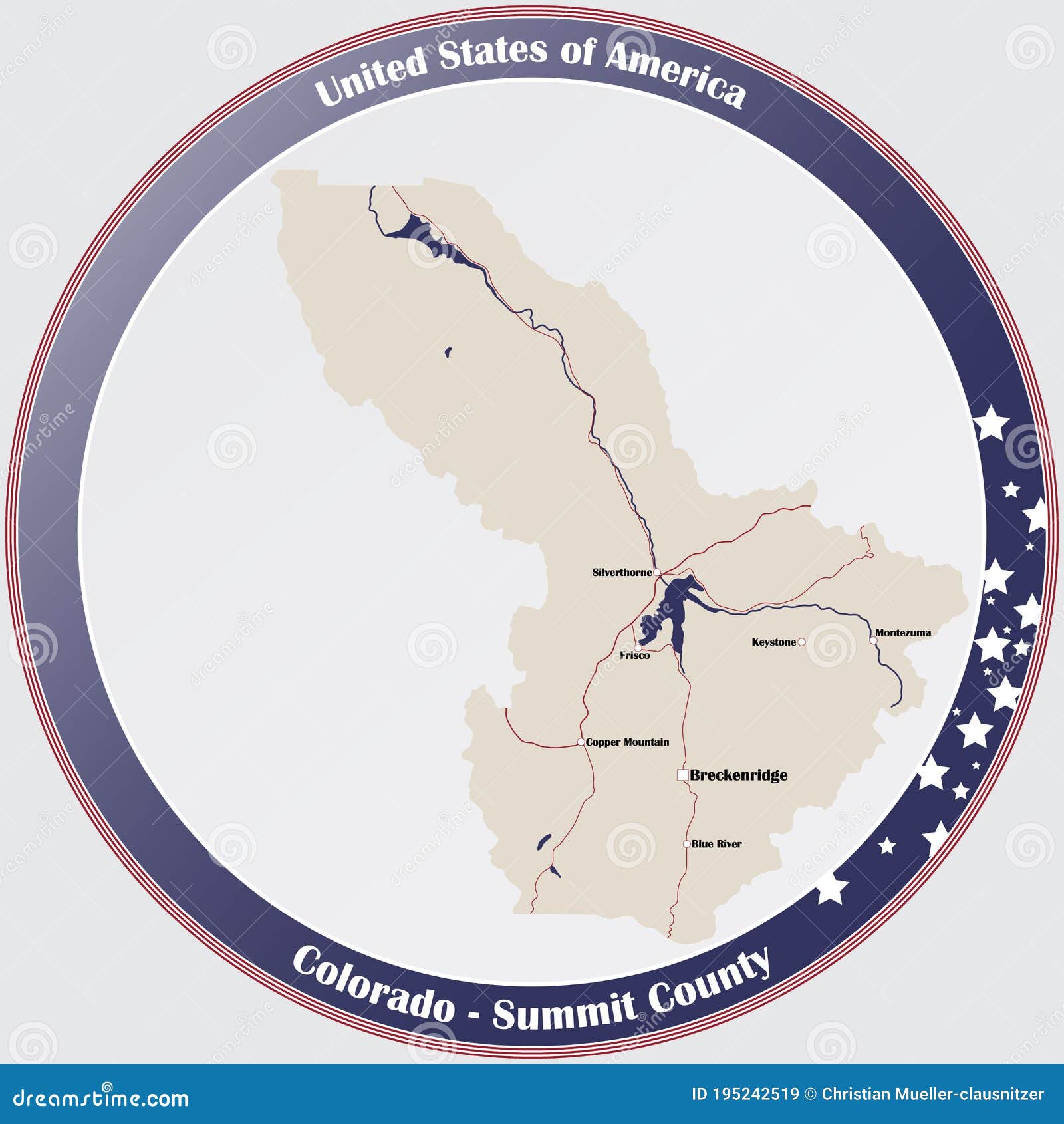Map of Summit County in Colorado Stock Vector - Illustration of county ...