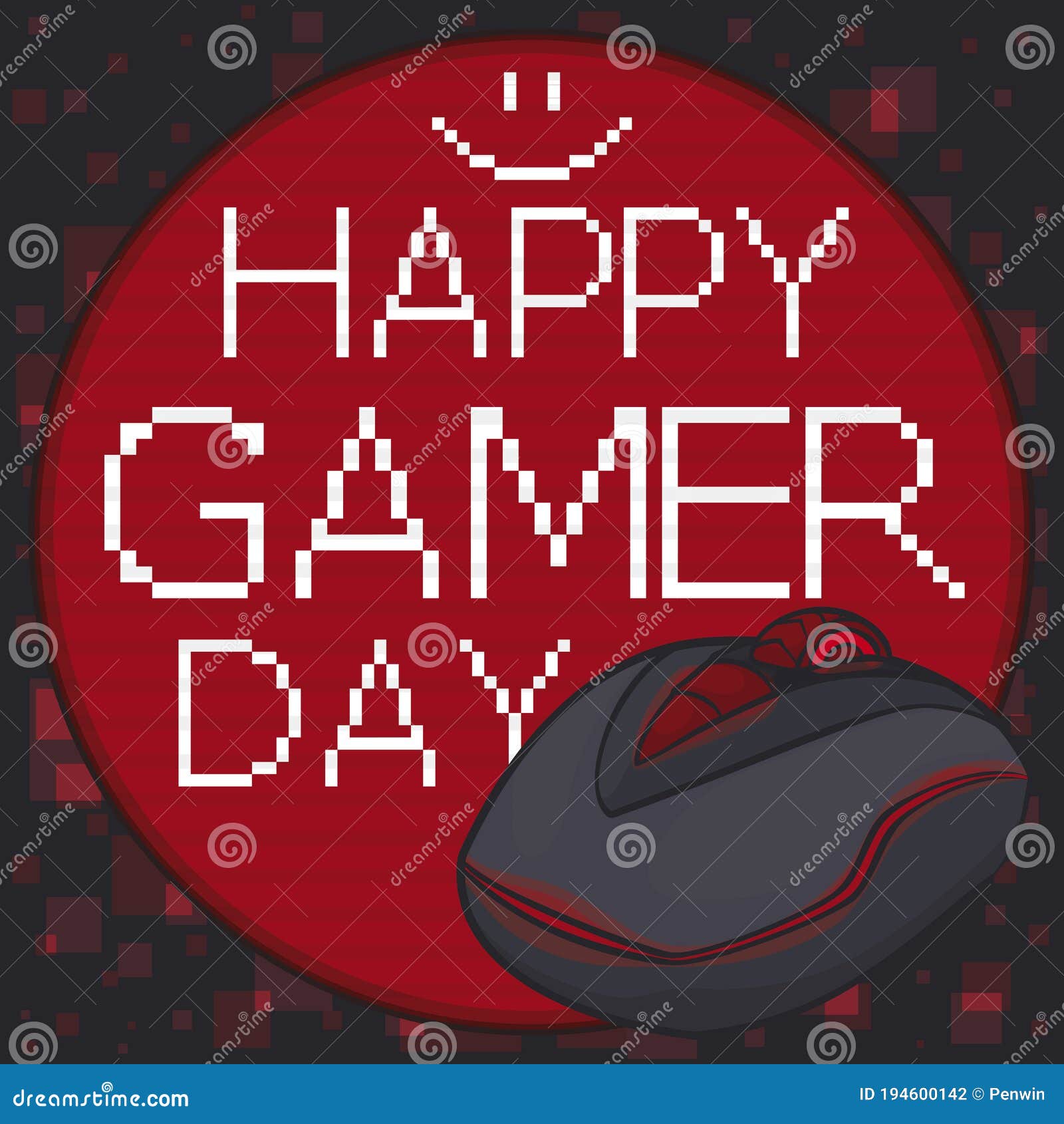 Round Button with Gaming Mouse Promoting Gamer Day Celebration, Vector ...