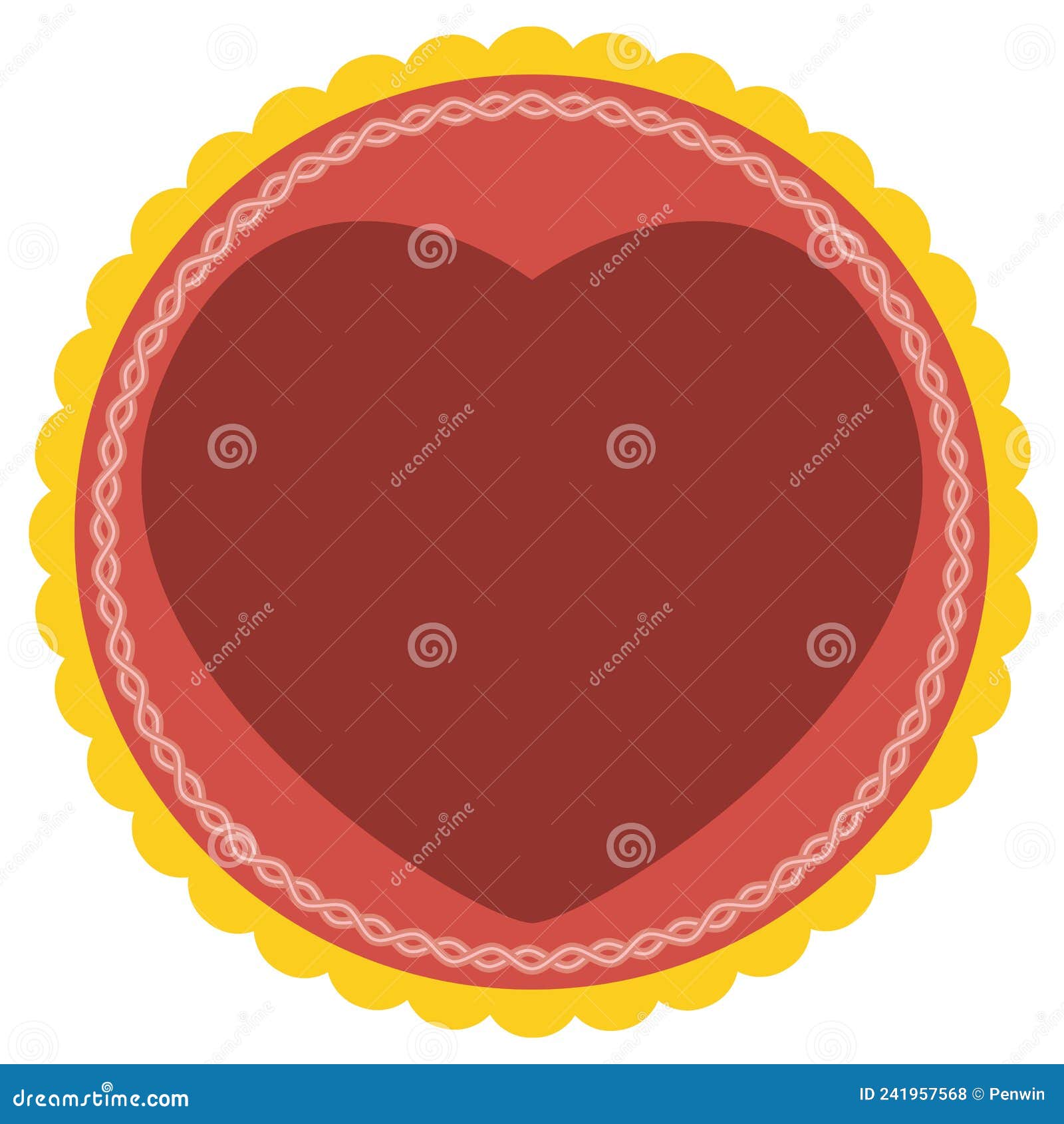 Button Template with Giant Heart and Tangled Yellow Frame, Vector ...
