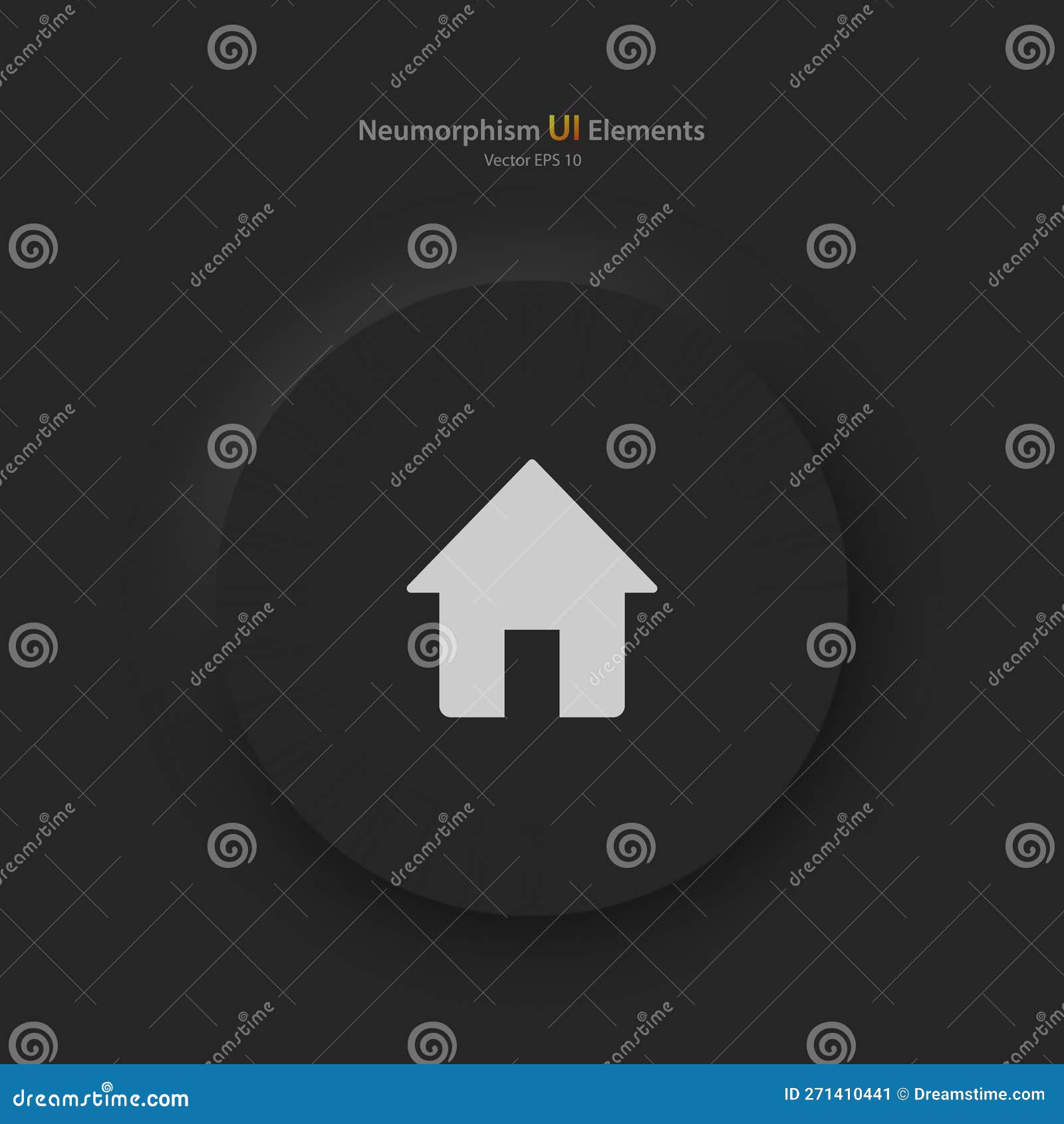 Round Button with the Home Page Symbol on a Black Background. Stock ...