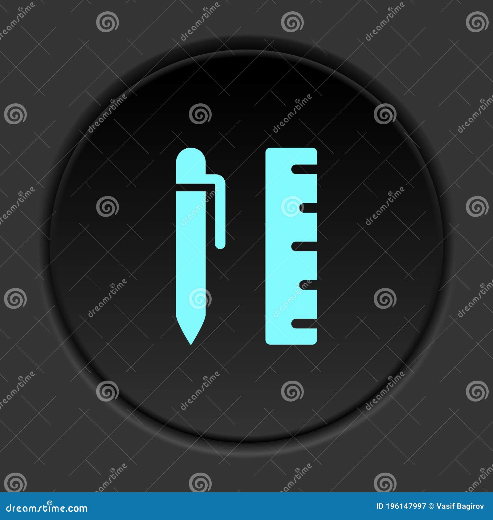 Round Button Icon, Ballpeen, Ruler, Scale. Button Banner Round, Badge ...