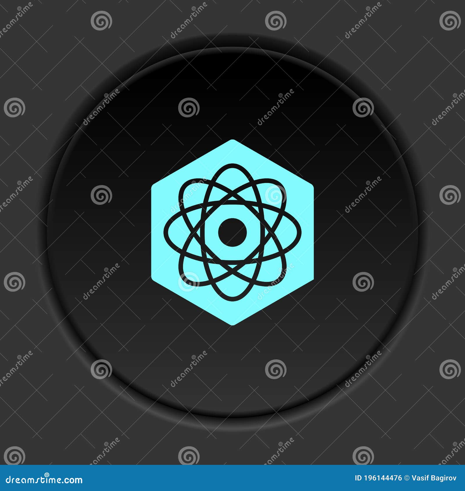 Round Button Icon, Biotechnology, Atom. Button Banner Round, Badge ...