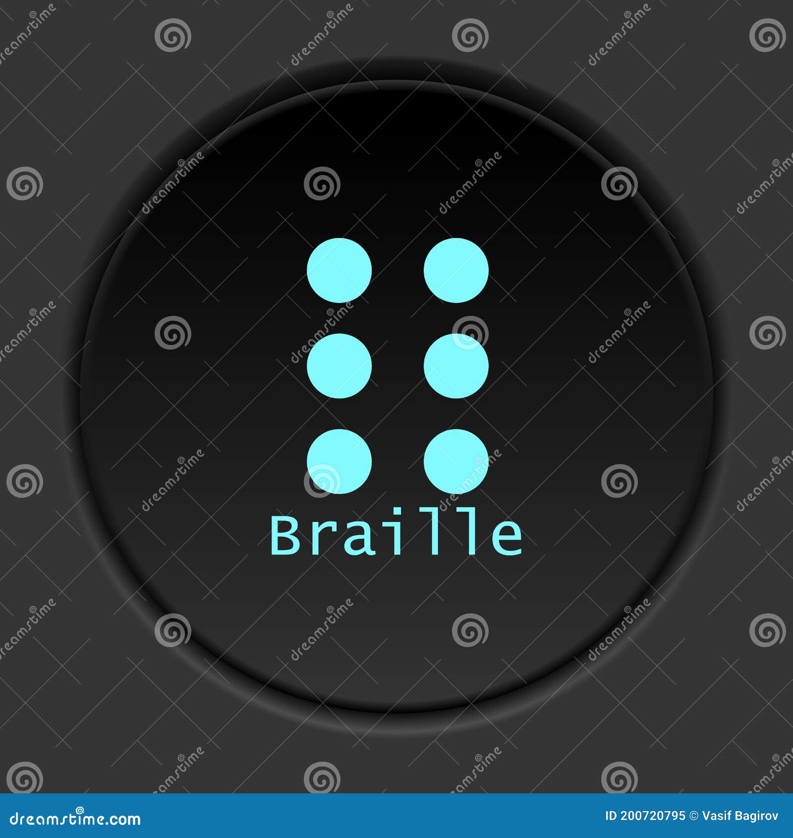Round Button Icon Braille. Button Banner Round Badge Interface for ...