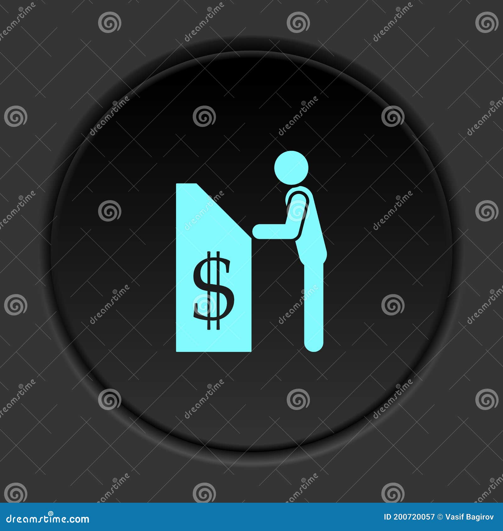 Round Button Icon Man and Cashier Machine. Button Banner Round Badge ...