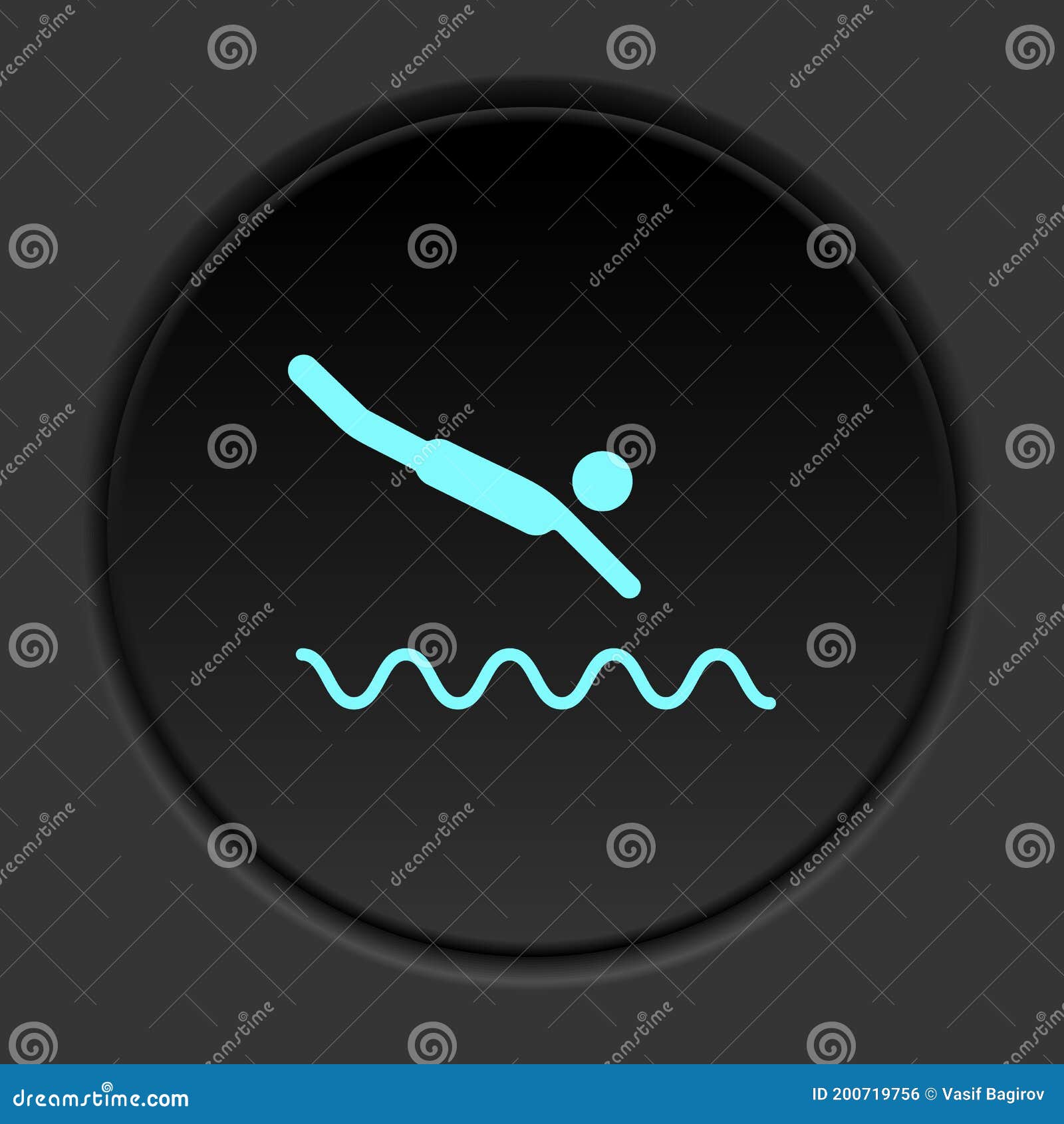 Round Button Icon Swimming Jump. Button Banner Round Badge Interface ...