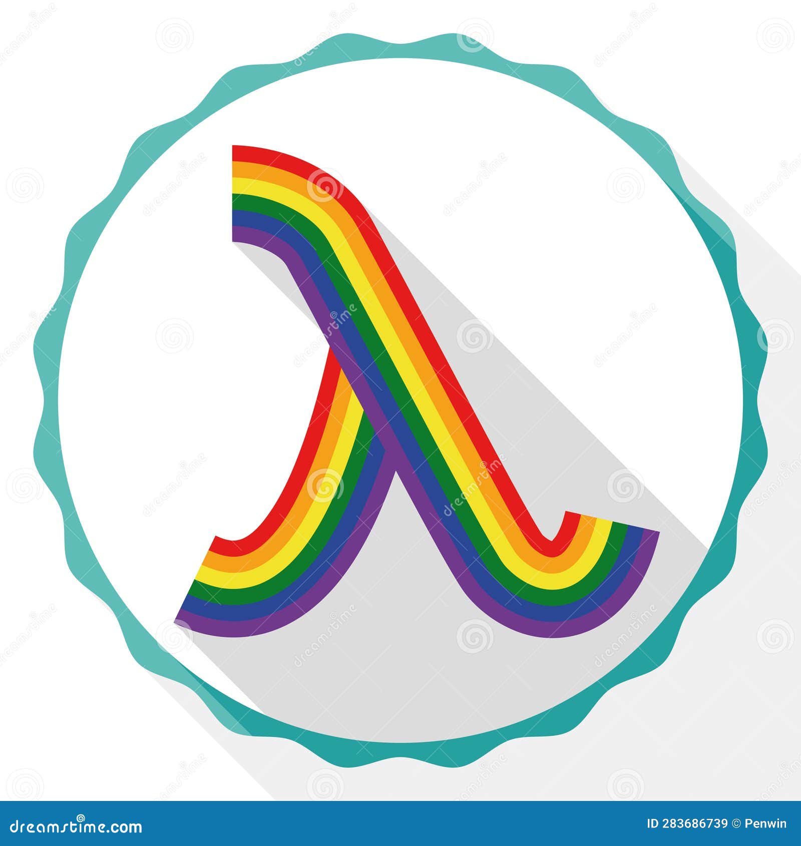 Button with Lambda Symbol in Rainbow Colors for LGBTIQ Rights, Vector ...