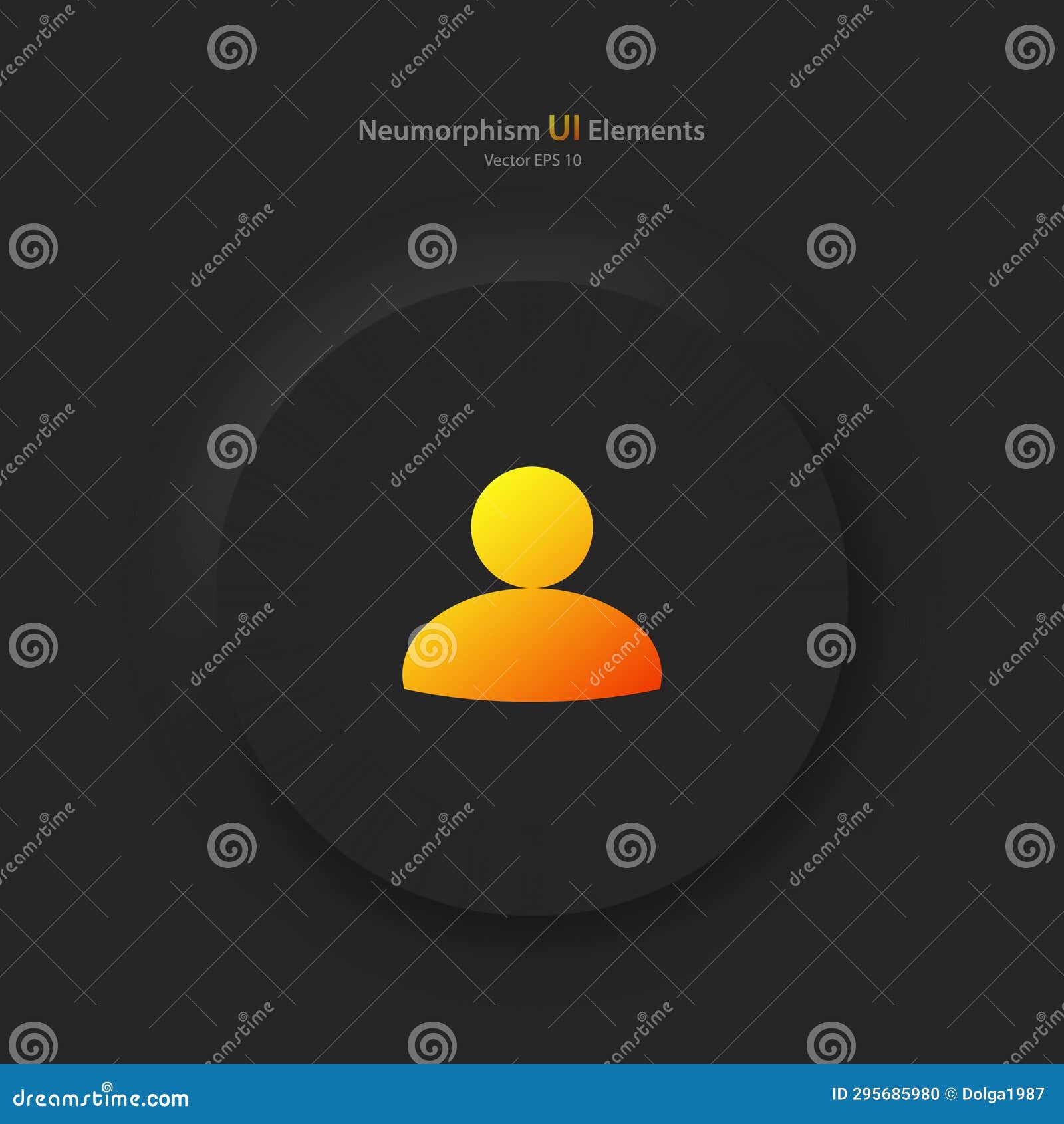Round Button with a Person Icon on a Black Background. User Interface ...