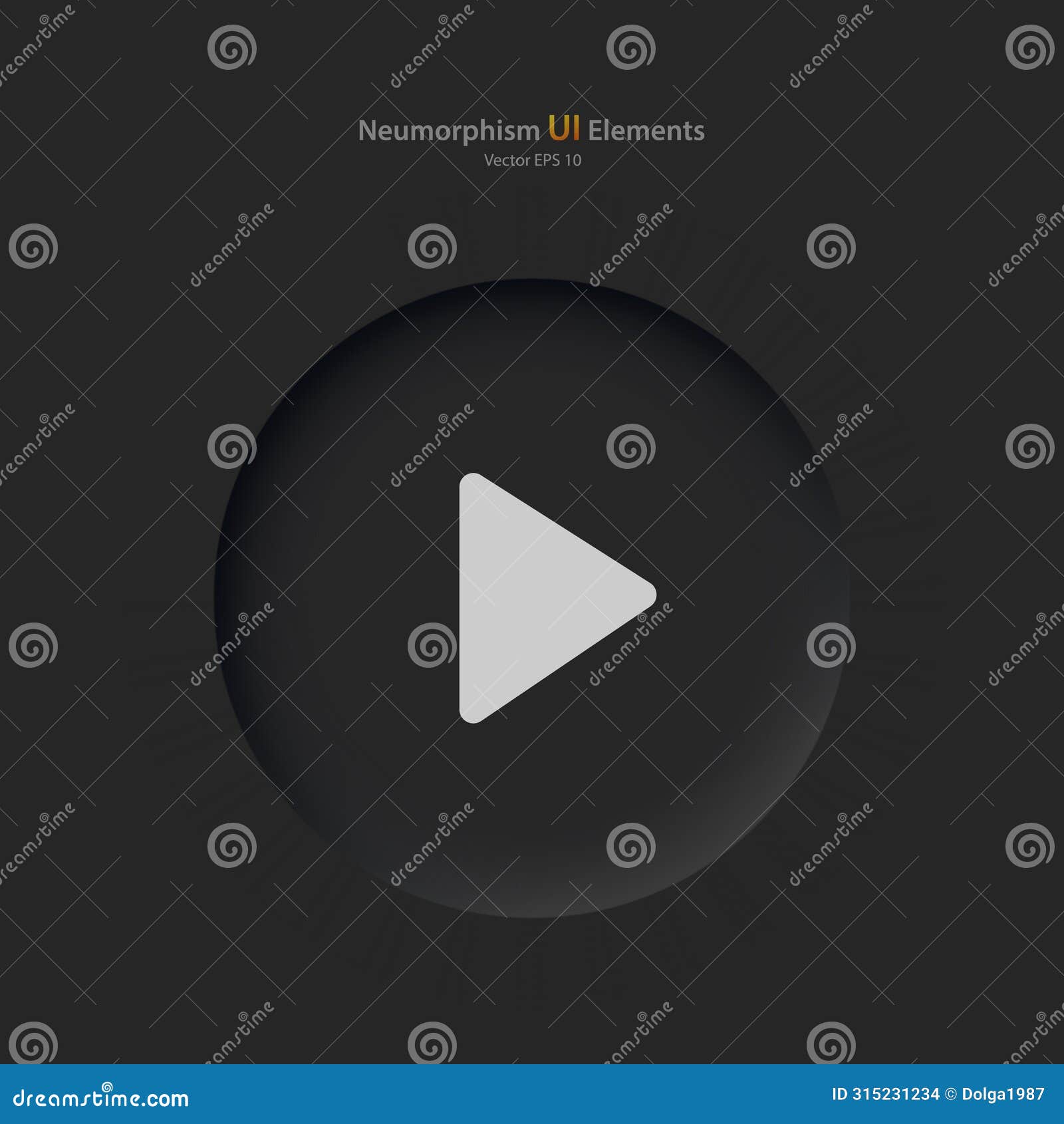 A Round Button with a Playback Symbol on a Black Background. Stock ...